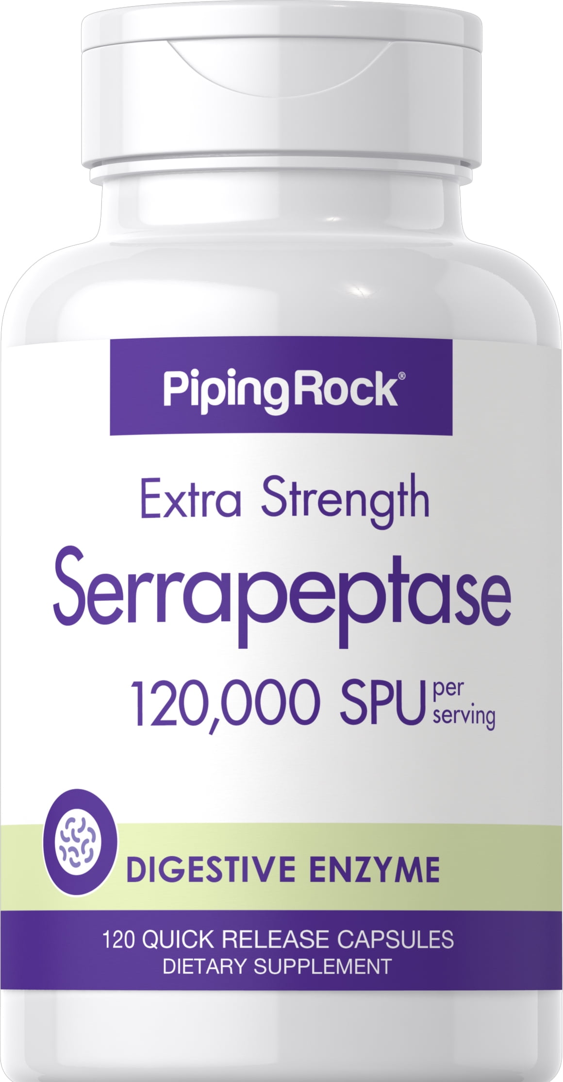 Piping Rock Serrapeptase 120000 SPU, 120 Capsules, Digestive Enzyme ...