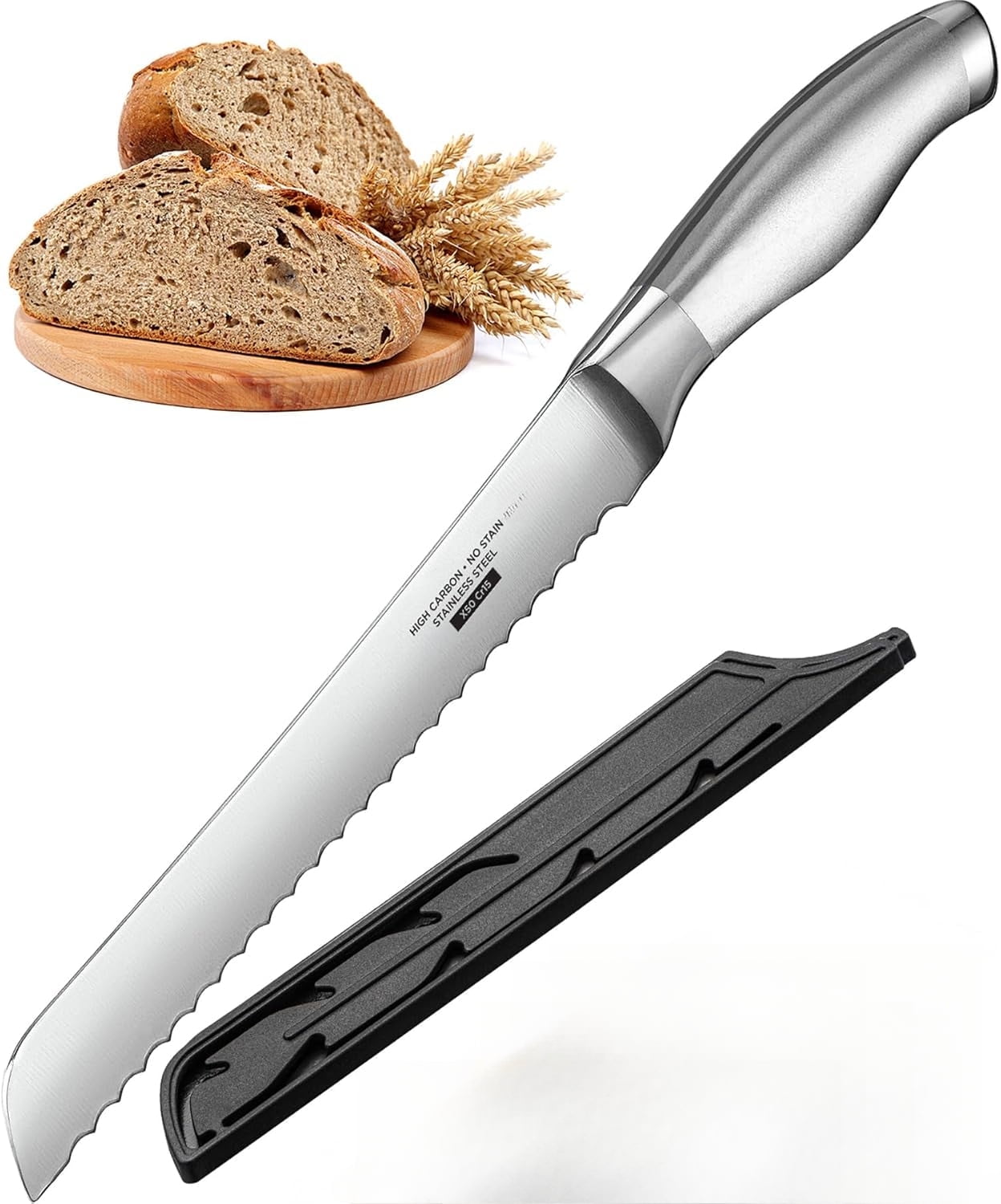 Serrated Bread Knife with Upgraded Stainless Steel Razor Sharp Wavy ...