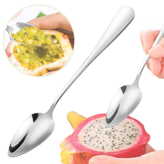 Serrated Edge Thick Stainless Steel Spoon, Dual Purpose Kitchen Gadget ...