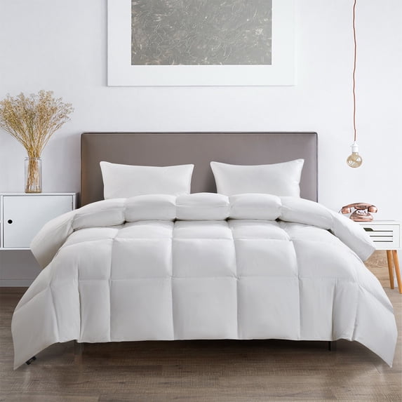 Serta, 233 Thread Count, White Goose Feather Down Fiber Comforter ...