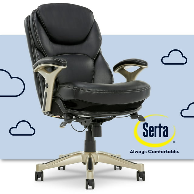 Serta Comfort Rolling Mid-Back Bonded Leather Executive Office Chair ...