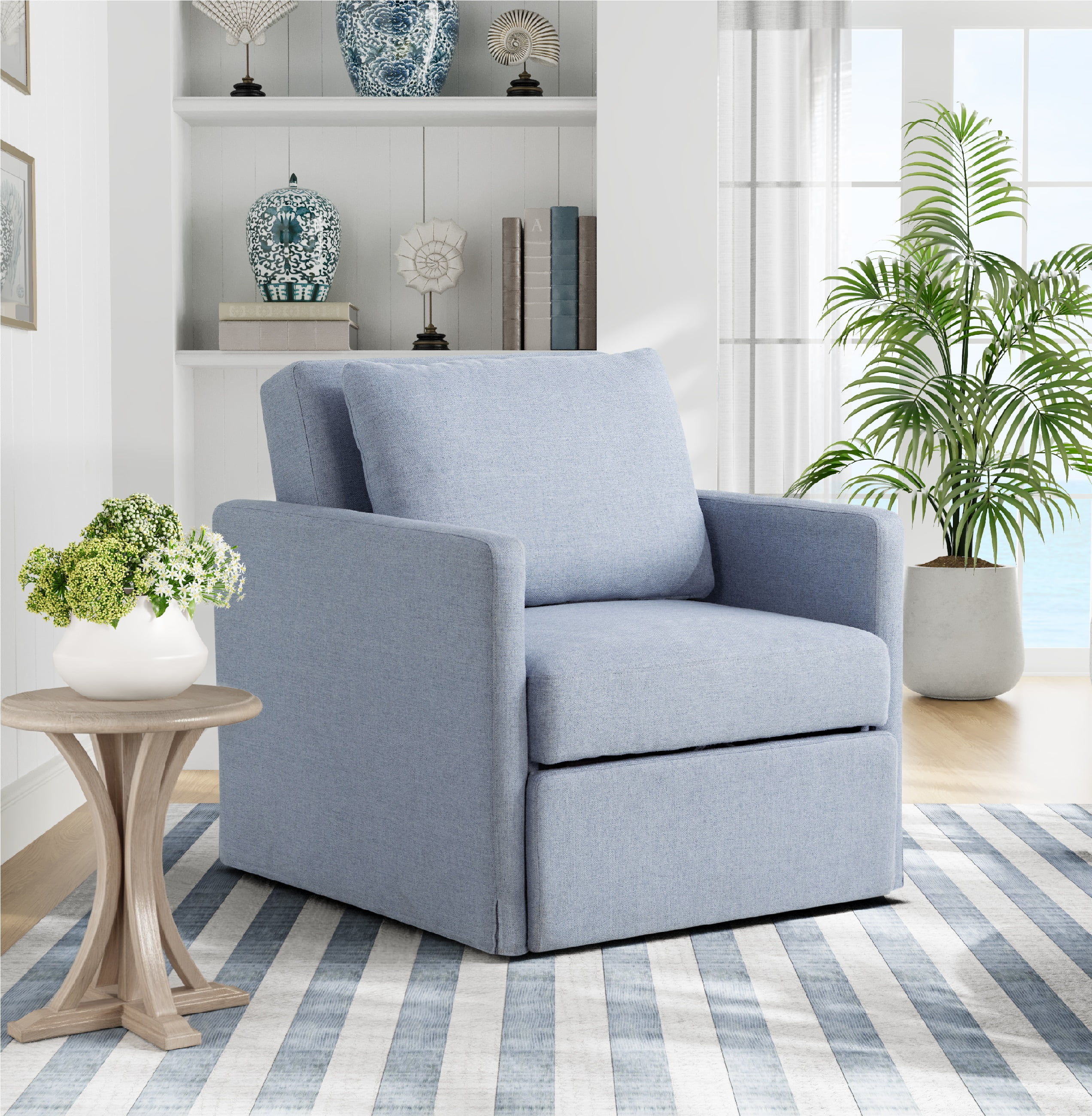 Serta Bentley Modern Convertible Arm Chair, Blue Woven Fabric - Walmart.com