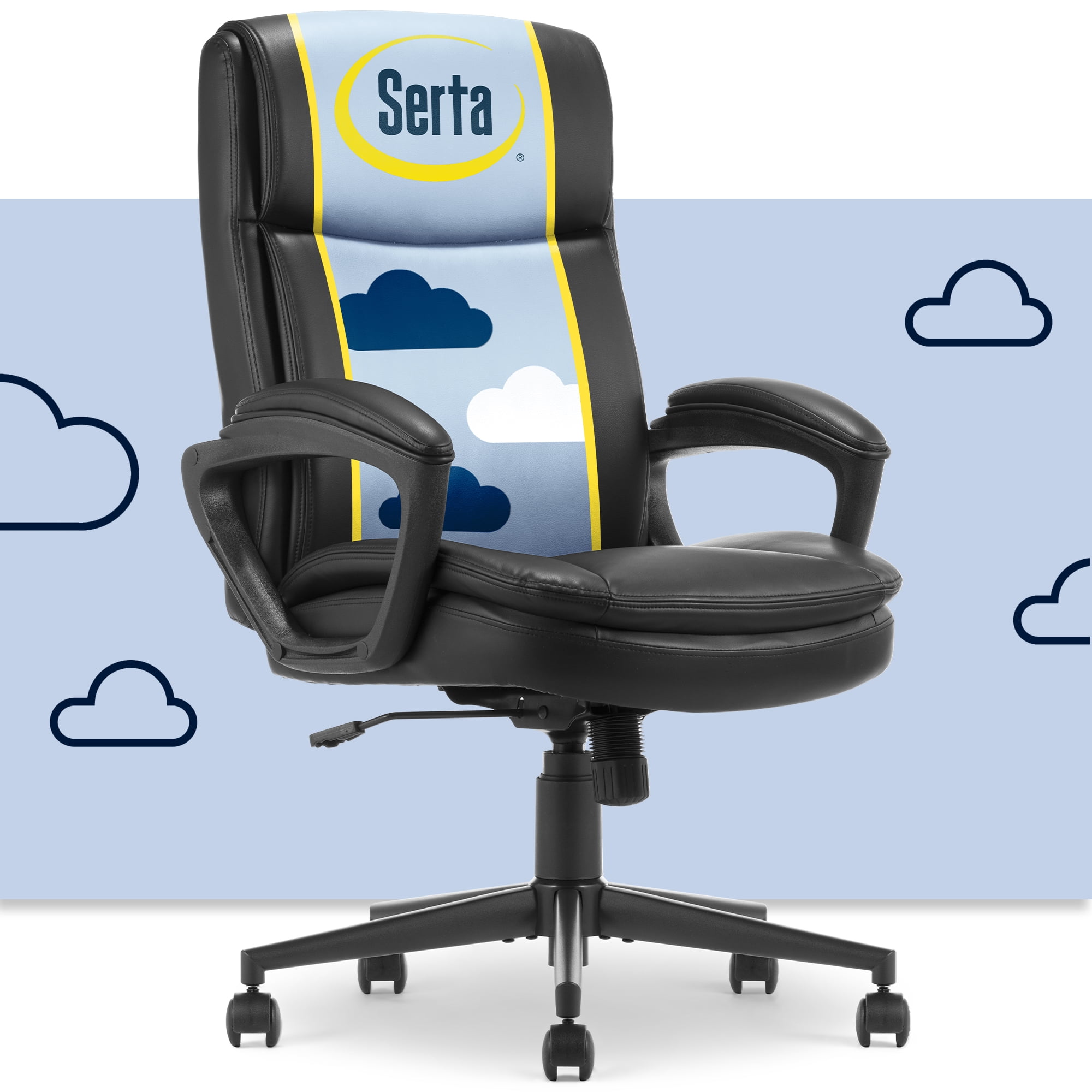 Serta Comfort Ergo Executive Office Chair Ergonomic with Black Bonded ...