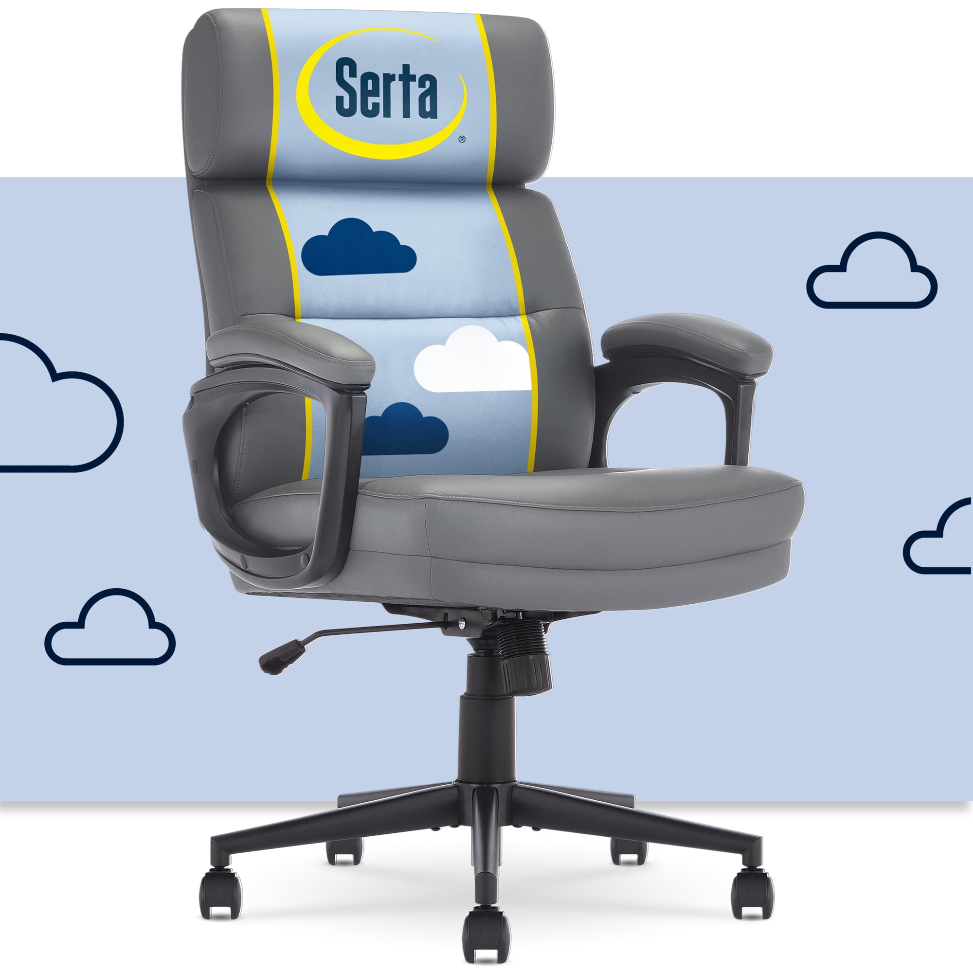 Serta Comfort Executive Ergonomic Mid-Back Office Chair Bonded Leather ...