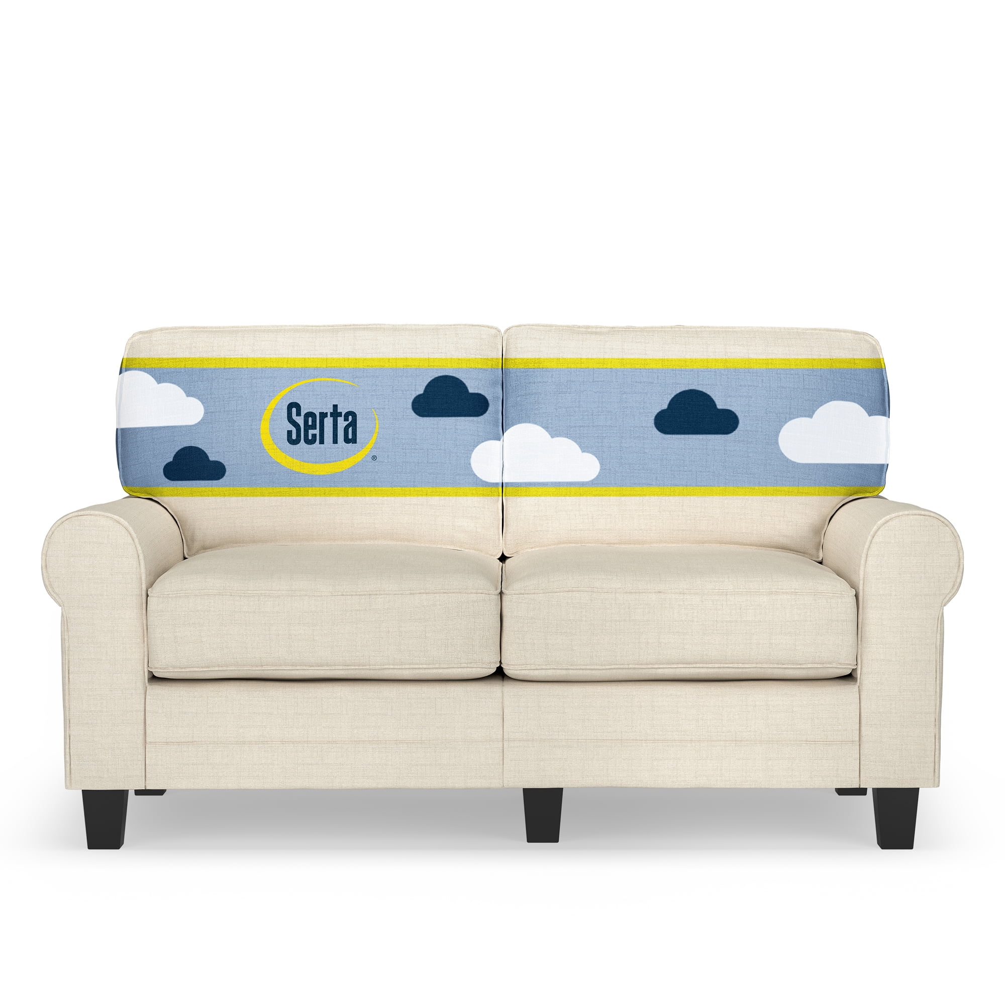 Serta Copenhagen 61" Rolled Arm Loveseat Sofa with Removable Covers ...