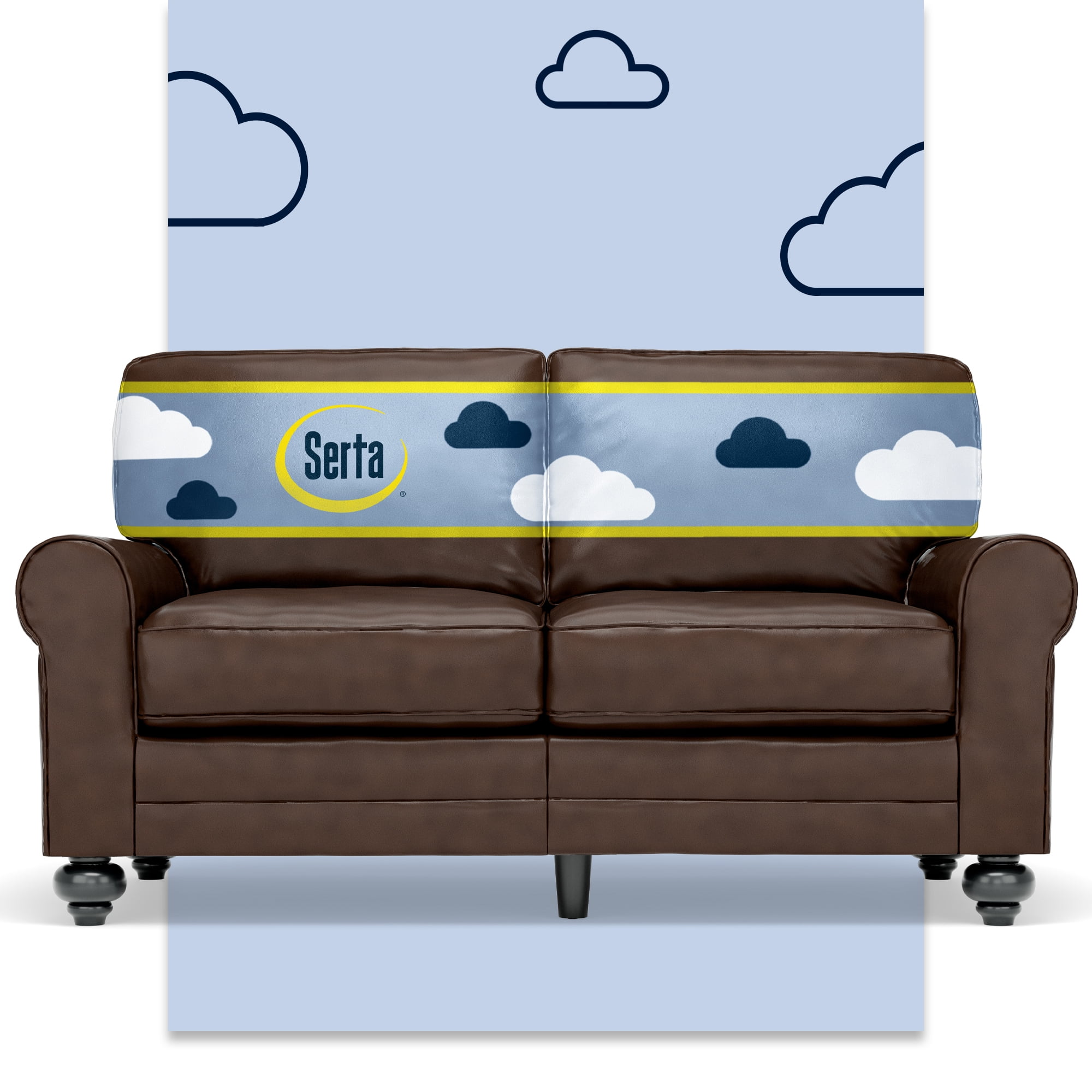 "Serta Loveseat Sofa, 61"" Rolled Arm, Ideal for Small Apartment Spaces ...