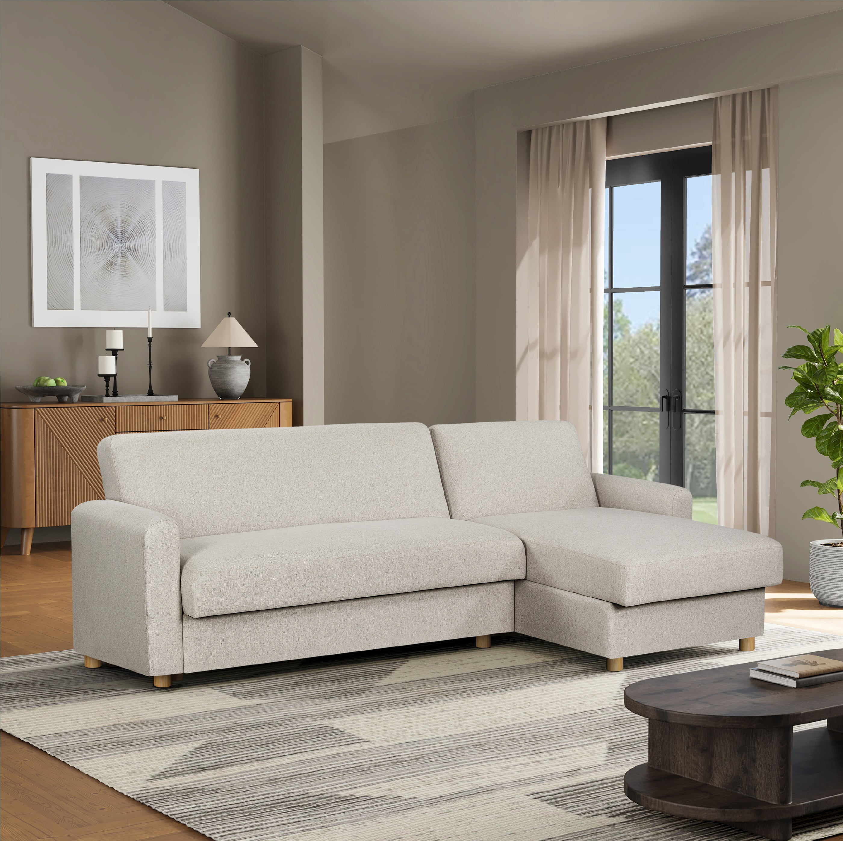Serta Crestmont Scandanavian Sectional Sofa, Stone Fabric - Walmart.com