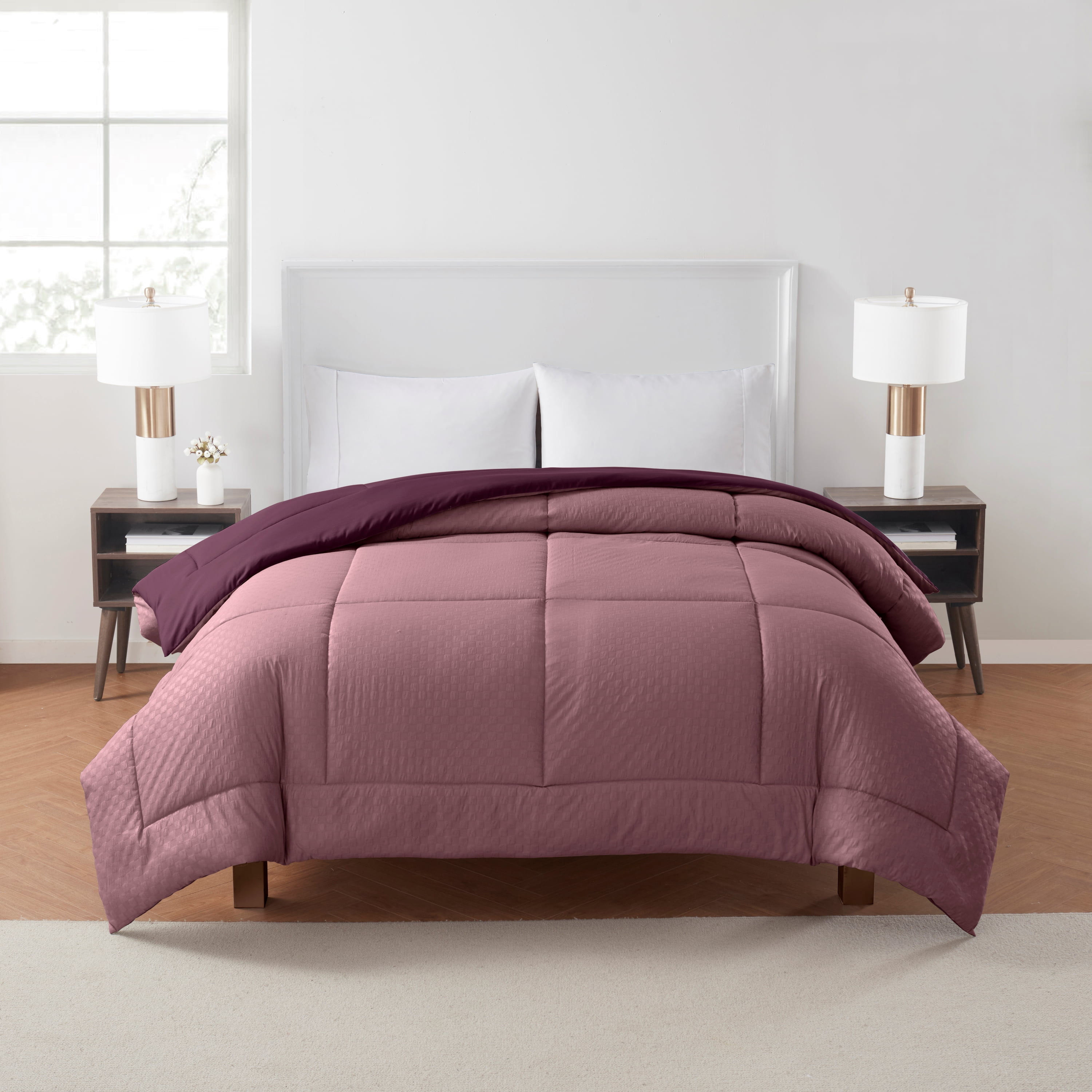 Serta Down Alternative Comforter 3D Embossed Grid Mauve, King - Walmart.com