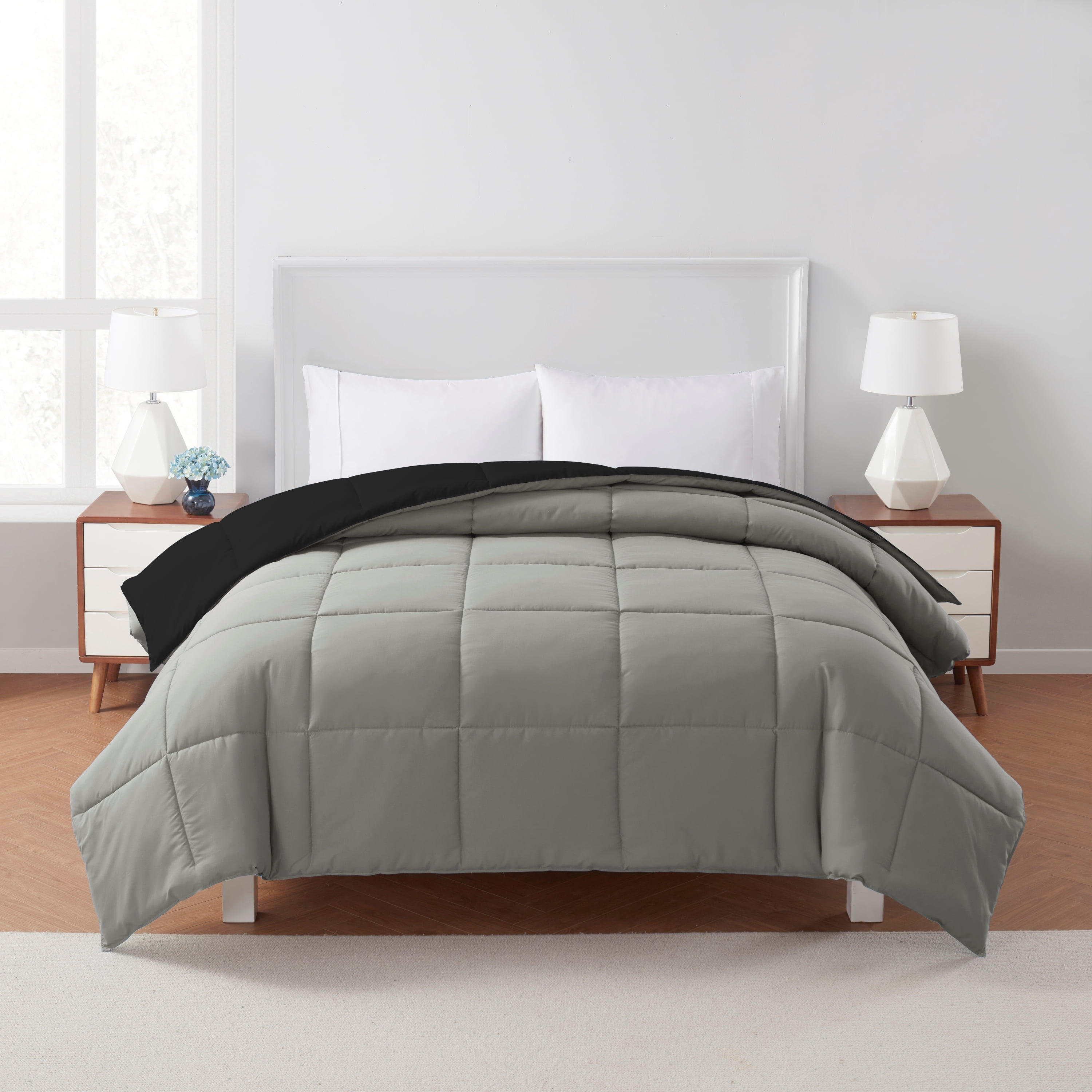 Serta Down Alternative Comforter Grey, Full/Queen - Walmart.com