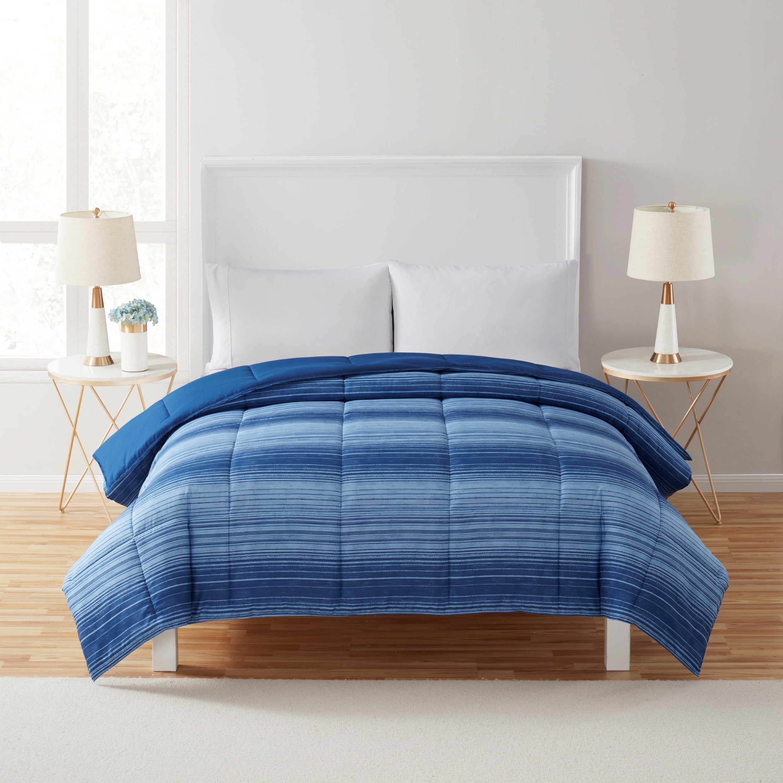 Serta Down Alternative Comforter Sketch Lines Blue, Full/Queen - Walmart.com