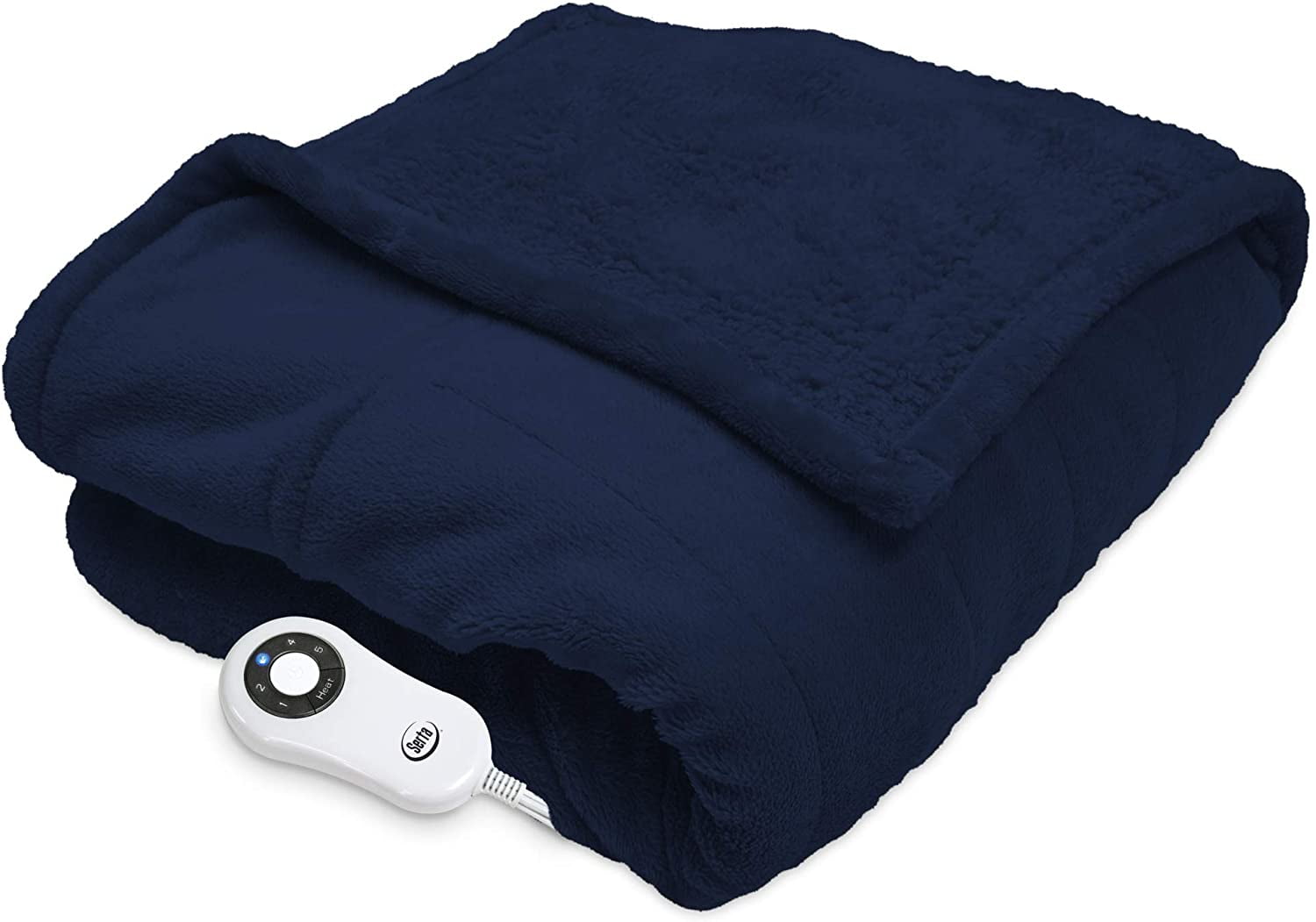 Serta Fleece Electric Heated Warming Snuggler Cape Wrap Navy Blue ...