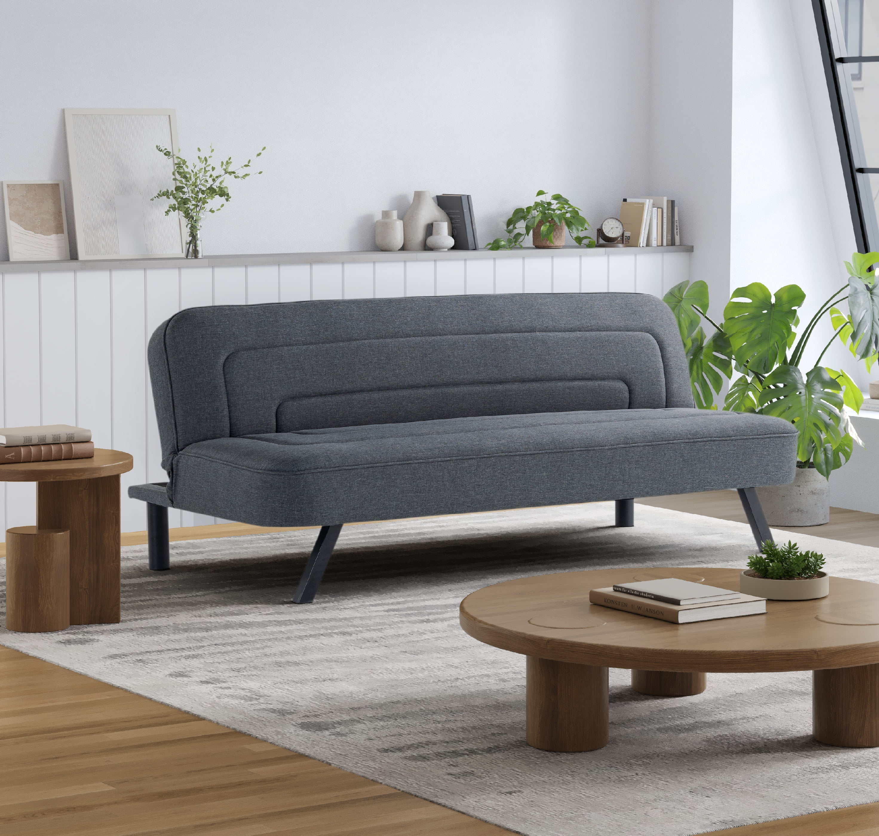 Serta Fletcher Modern Twin Futon, Charcoal Woven Fabric - Walmart.com