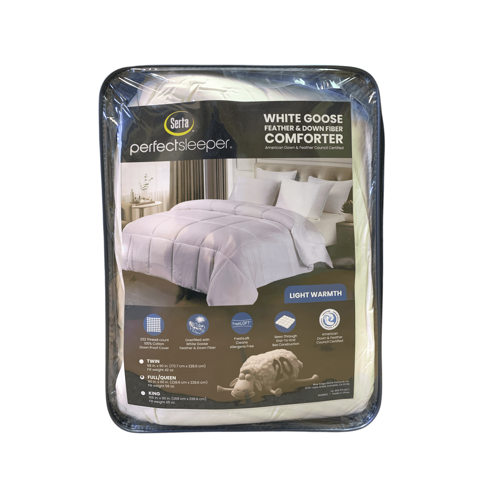Serta Goose Feather Down Fiber Cotton Comforter Queen Size - 100% ...