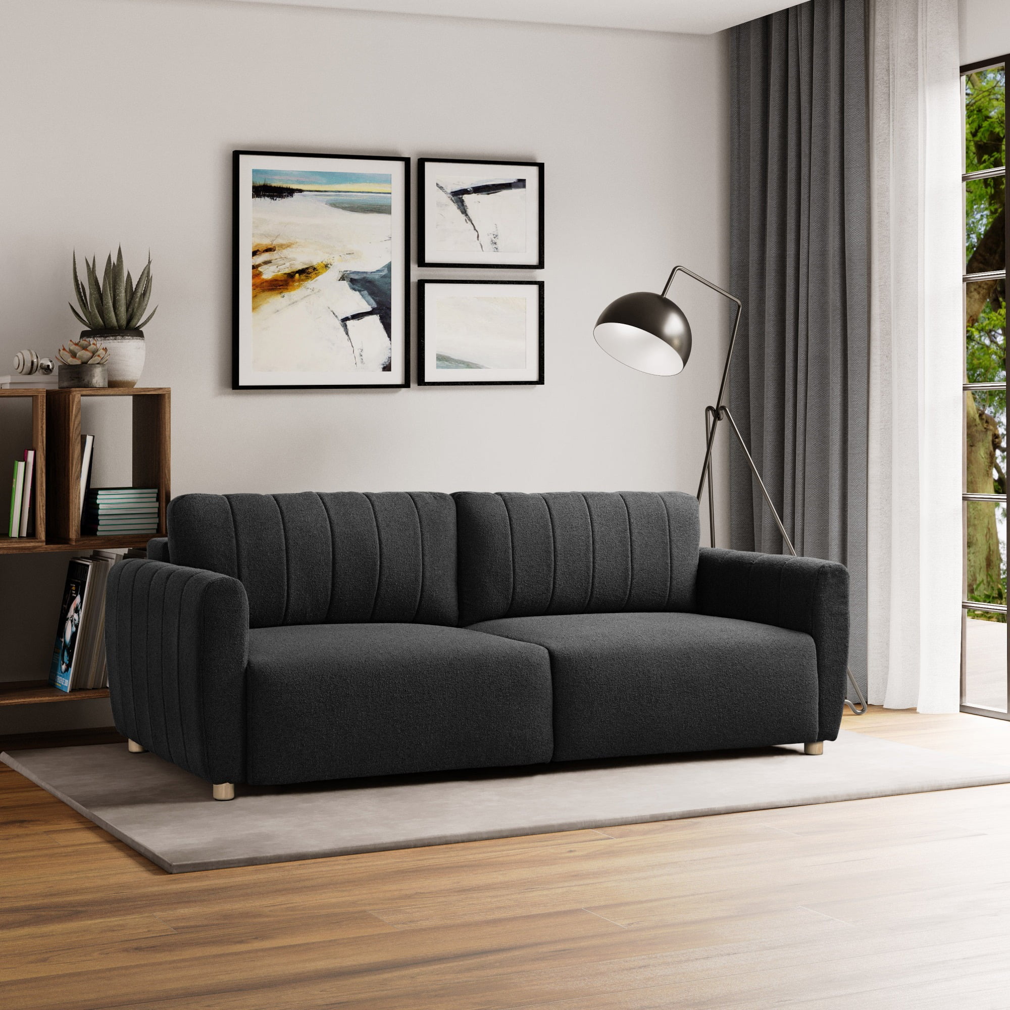 Serta Grant Scandinavian Convertible Sofa with Queen Size Sleeper ...