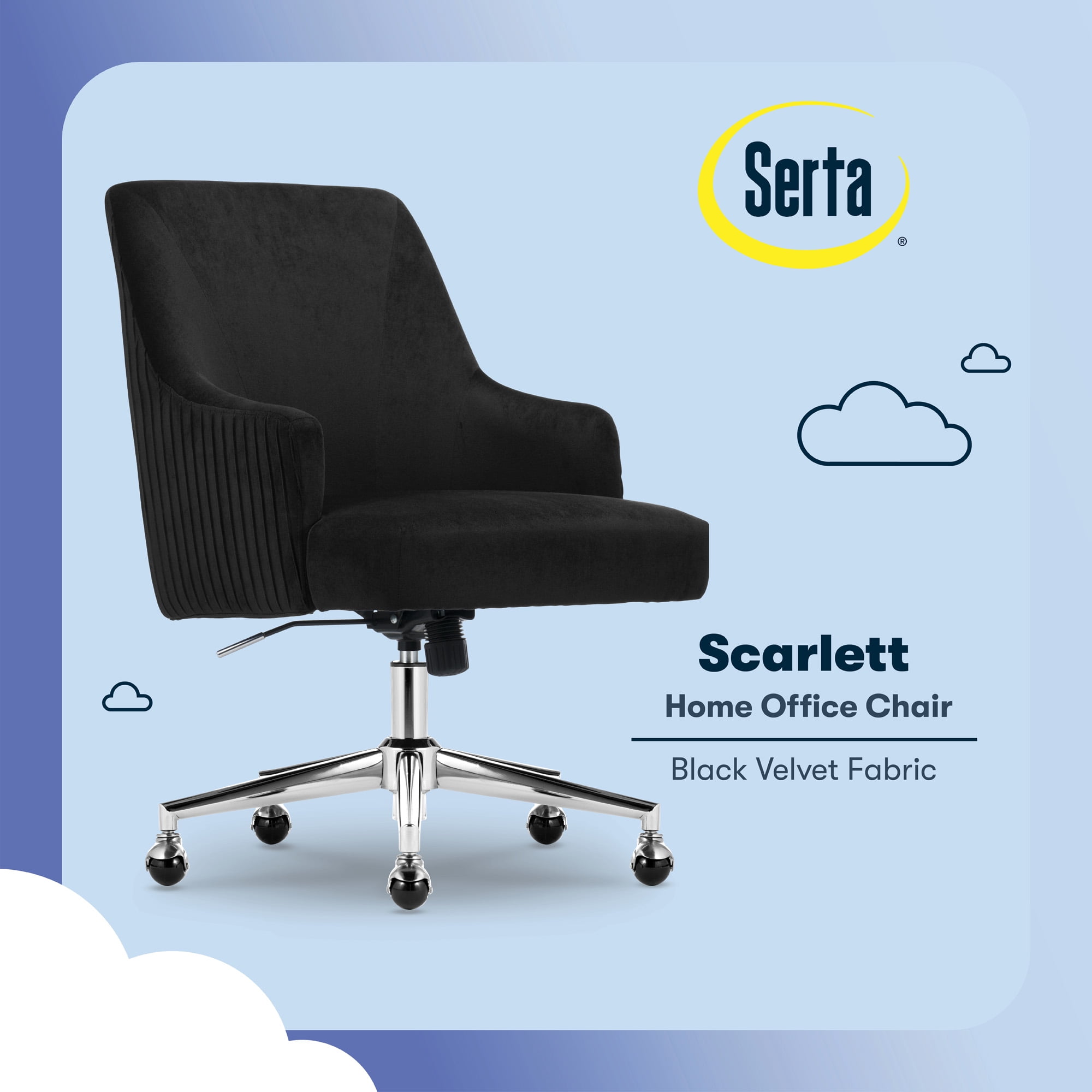 Serta Scarlett Modern MidBack Office Chair Velvet Fabric Silver Metal ...