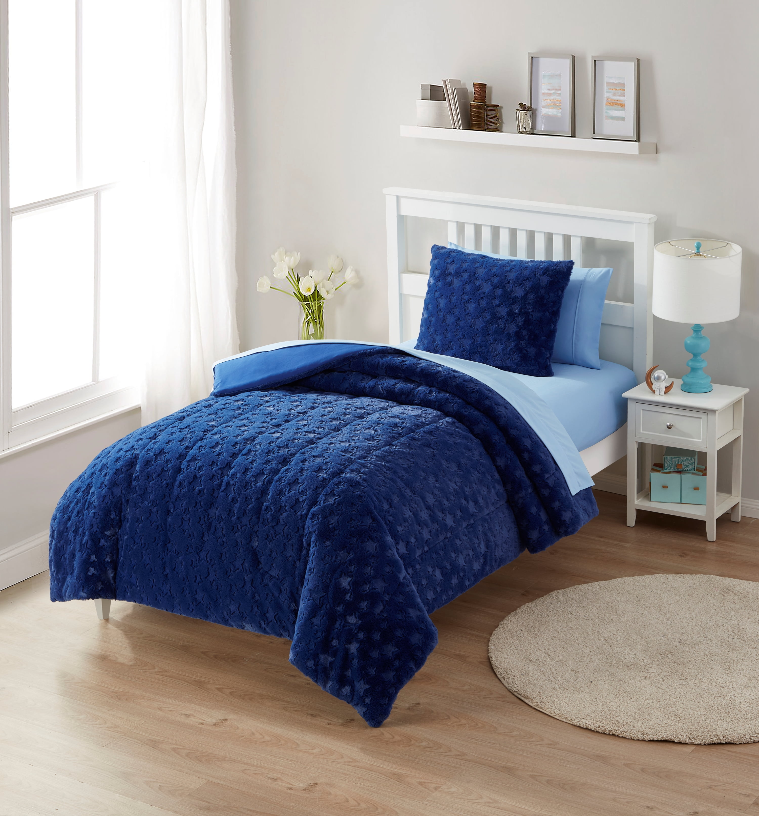 Serta So Snuggly Kids Faux Fur Star 5-Piece Bed in a Bag, Twin/Twin-XL ...