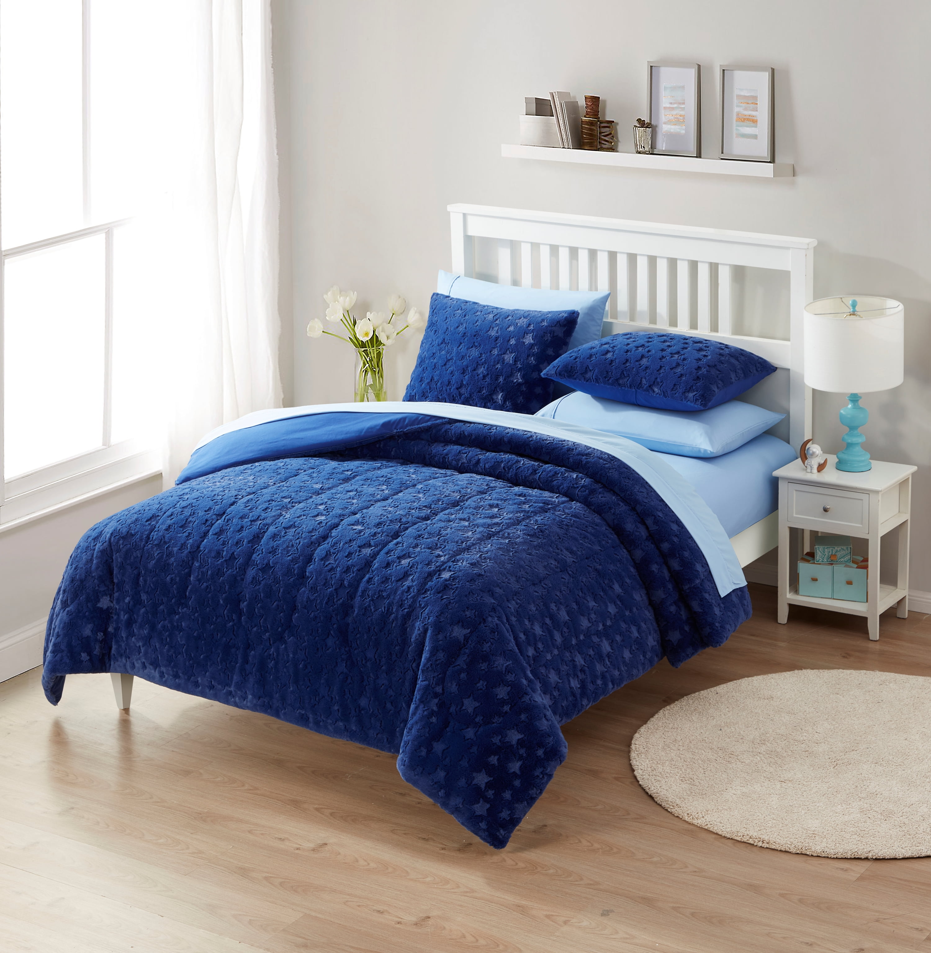 Serta So Snuggly Kids Faux Fur Star 7-Piece Bed in a Bag, Queen ...