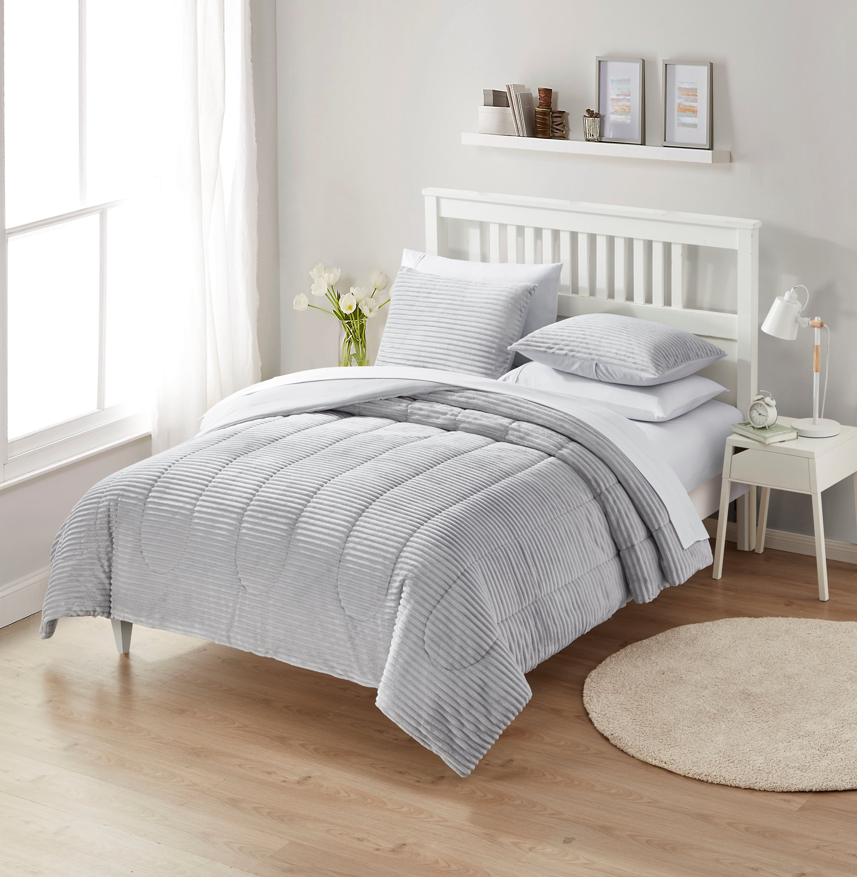 Serta So Snuggly Kids Plush Grey 7-Piece Bed in a Bag, Queen - Walmart.com