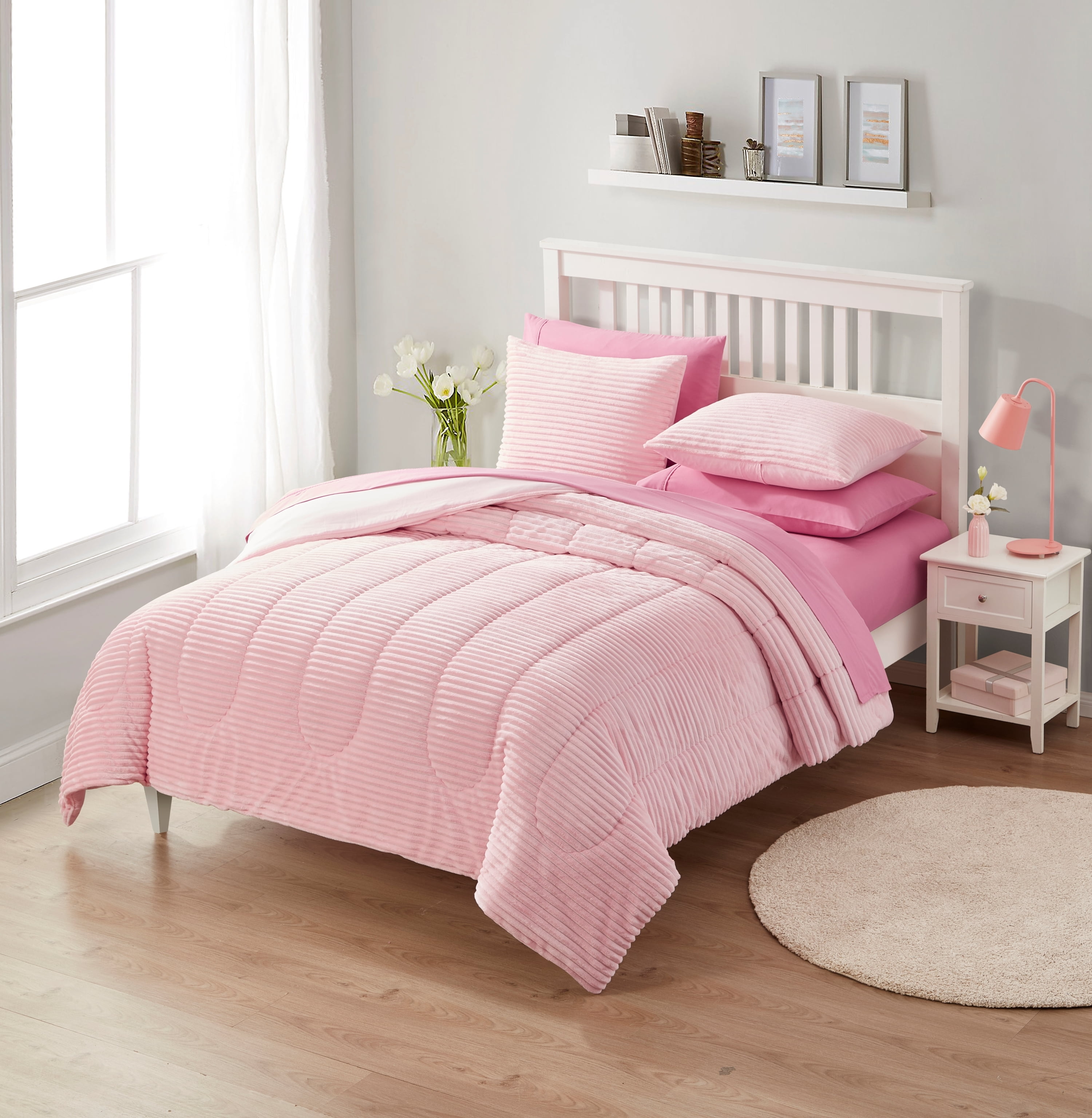 Serta So Snuggly Kids Plush Pink 7-Piece Bed in a Bag, Queen - Walmart.com