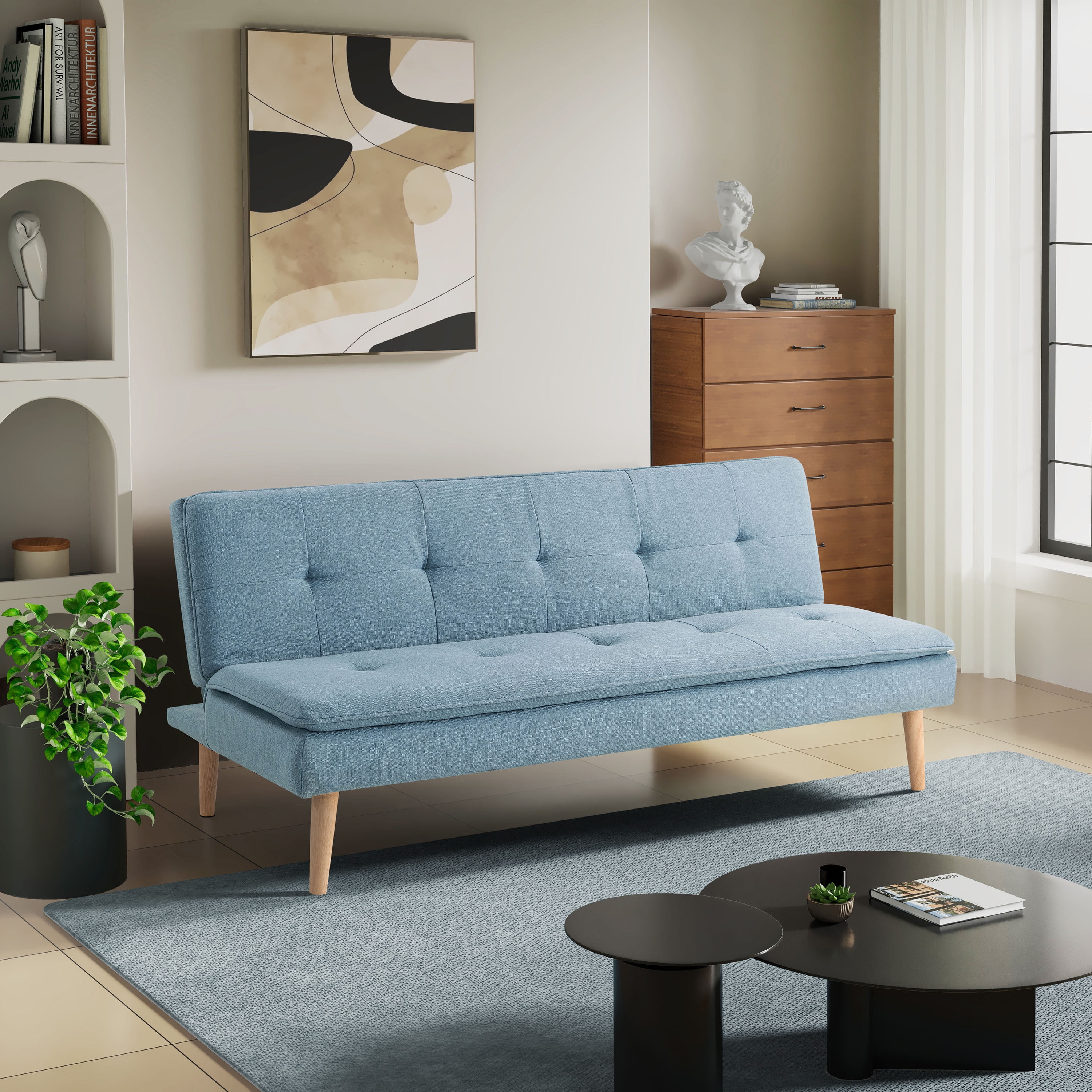 Serta Tennyson Modern Convertible Sofa, Blue Fabric - Walmart.com