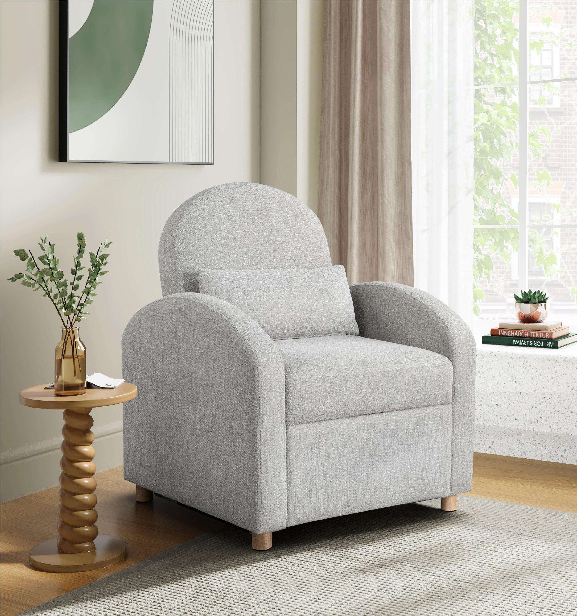 Serta Thornton Modern Convertible Chair with Twin Size Sleeper, Light ...