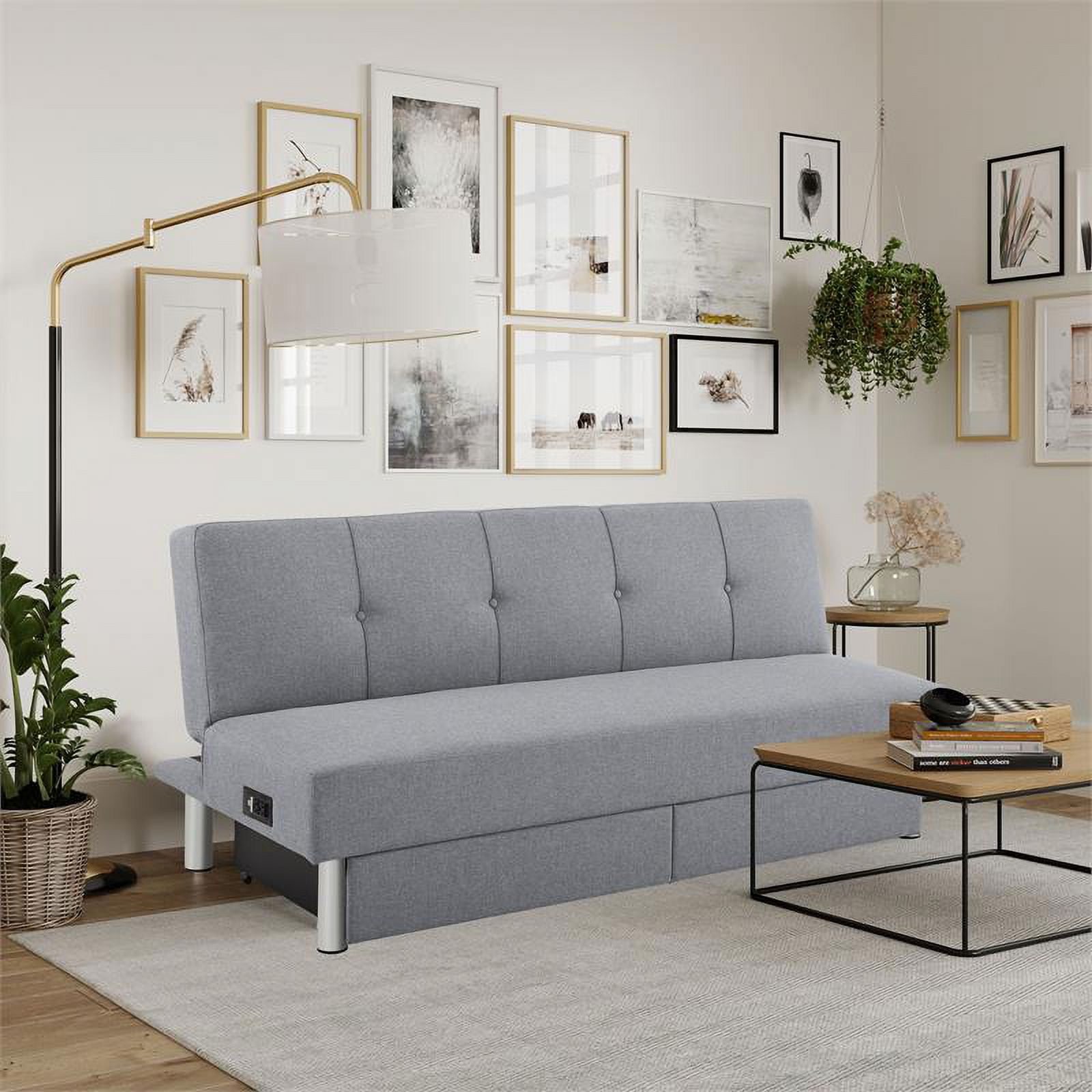 Serta Wilton Dream Convertible Sofa Sleeper in Light Gray Fabric ...