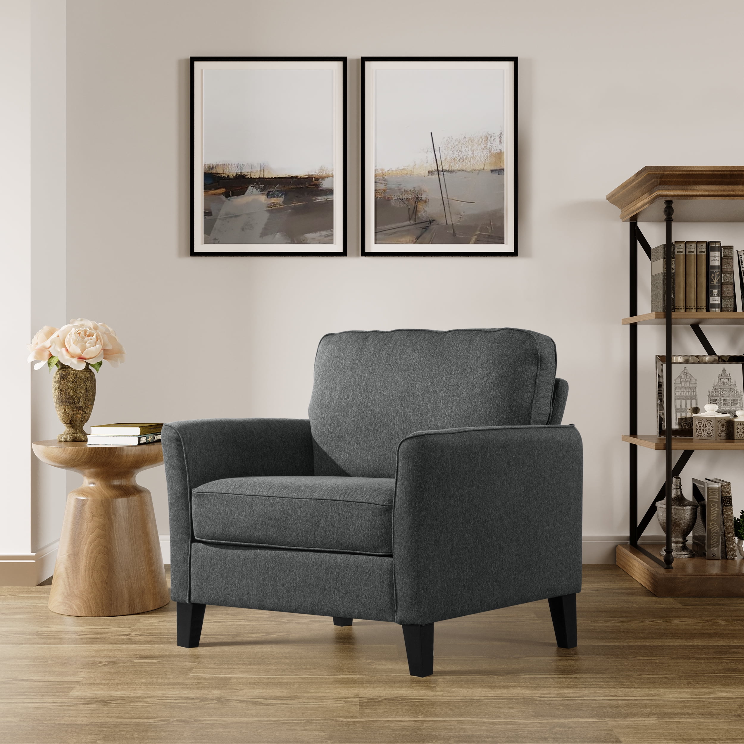 Serta Wintston Transitional Accent Chair, Charcoal Fabric - Walmart.com