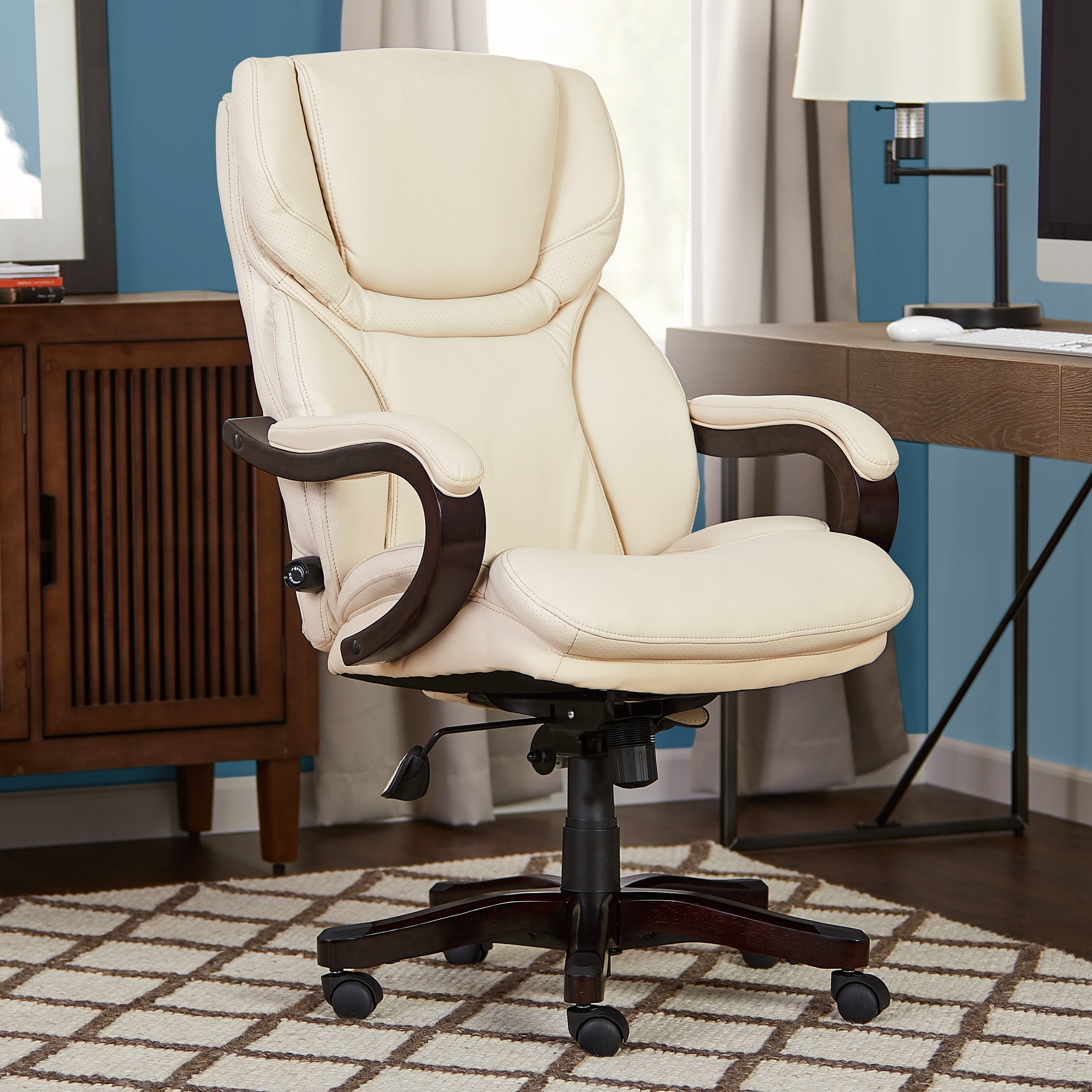 Serta® Big & Tall Bonded Leather High-Back Office Chair With Wood ...