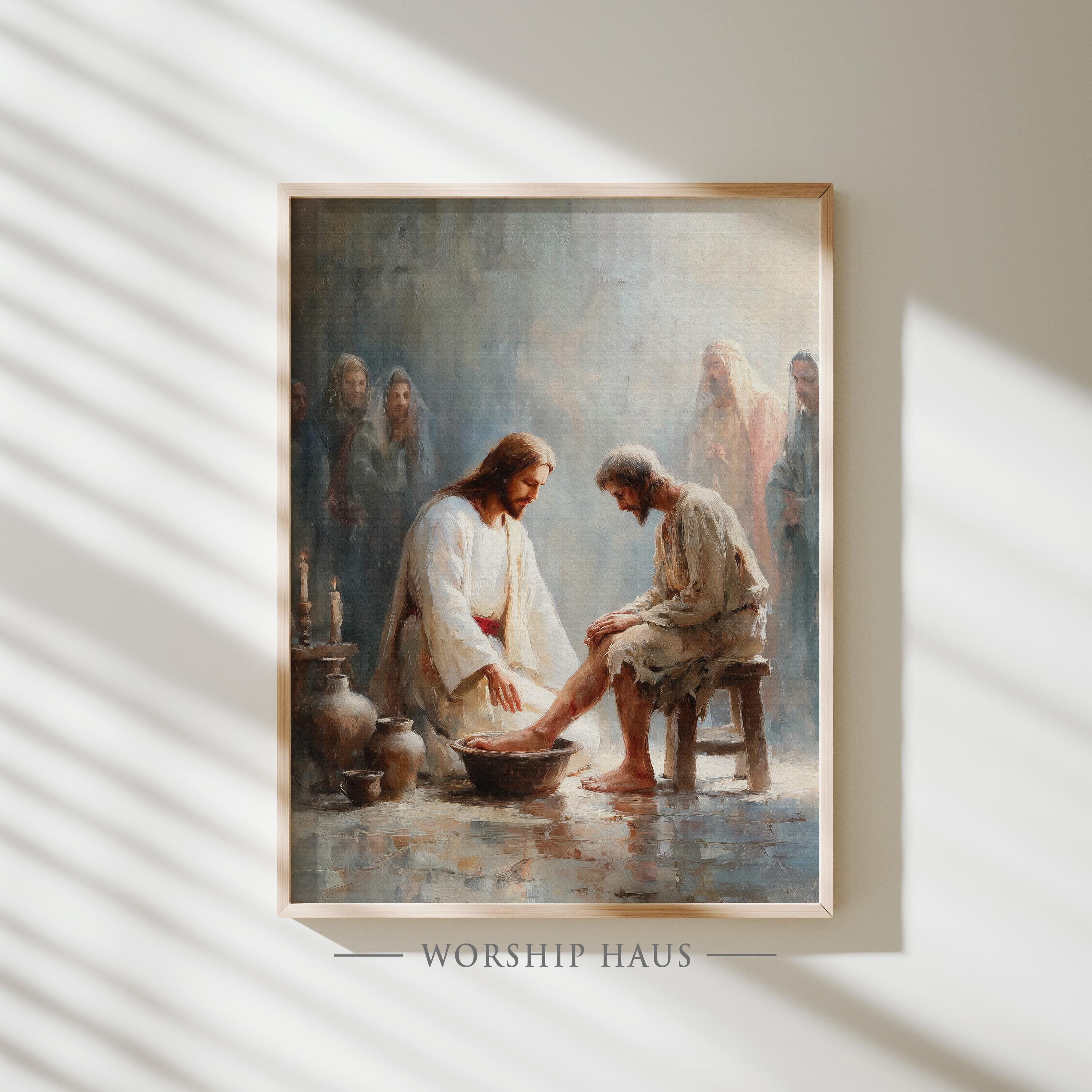 Servant Of All Christian Jesus Washing Disciples’ Feet Humility Scene ...