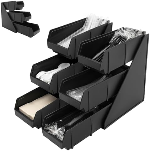 Serve Condiment Bin, 6 Compartments Plastic Containers Storage Bins ...