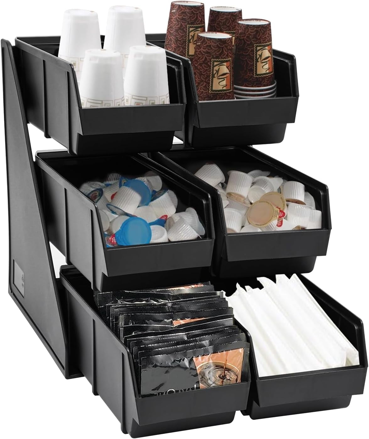 Serve Condiment Bin Countertop Organizer, 3 Tier 6 Compartments Plastic ...