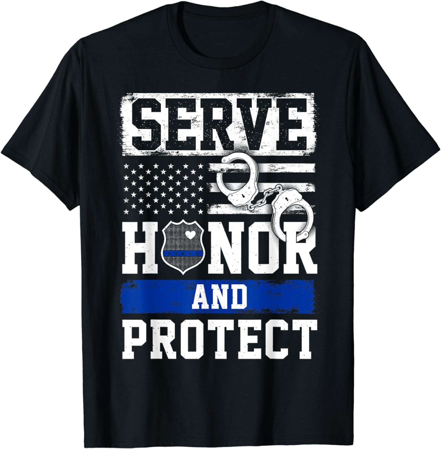 Serve Honor And Protect | Thin Blue Line T-Shirt - Walmart.com