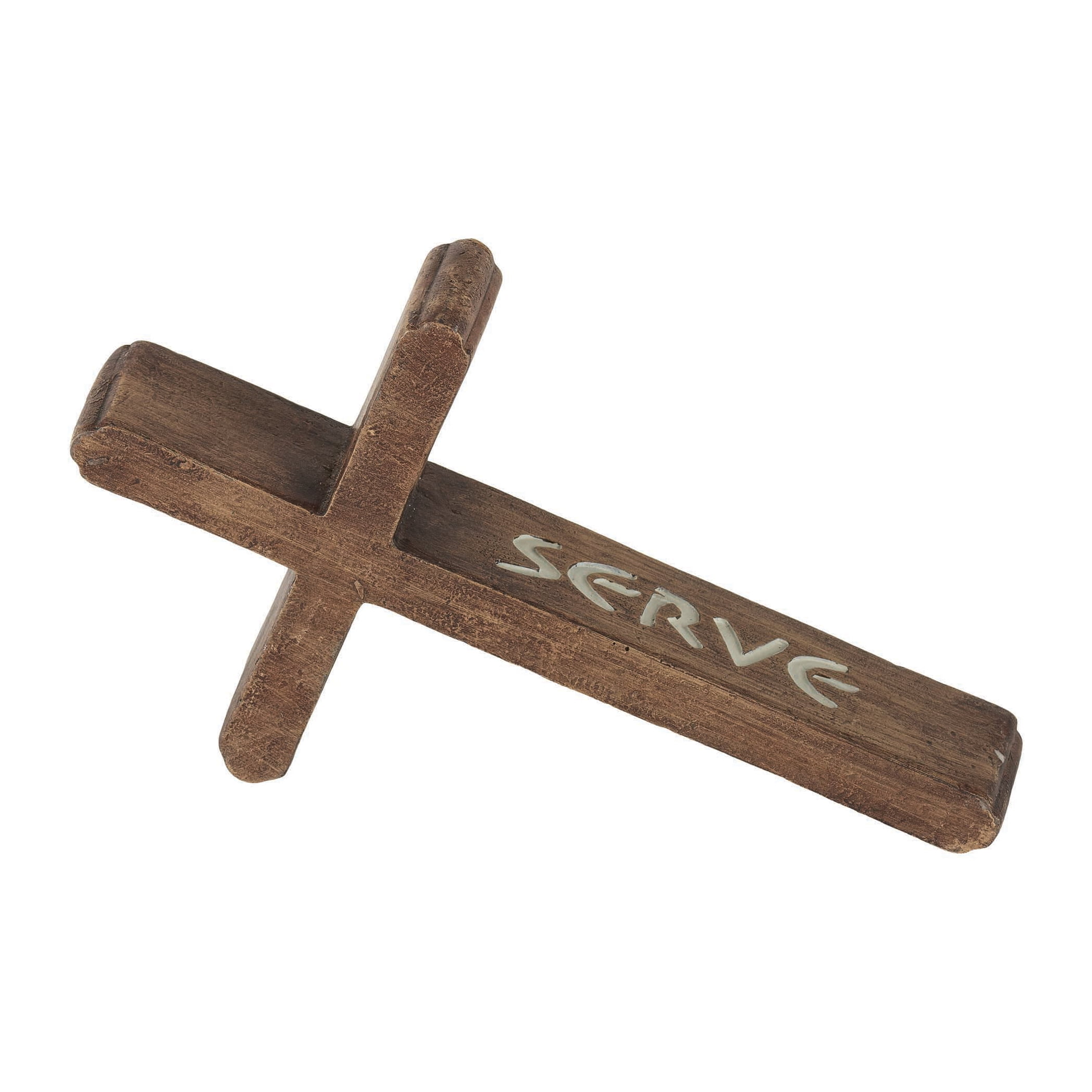 Serve Laying Cross Brown 10 x 6 Resin Stone Collectible Tabletop ...