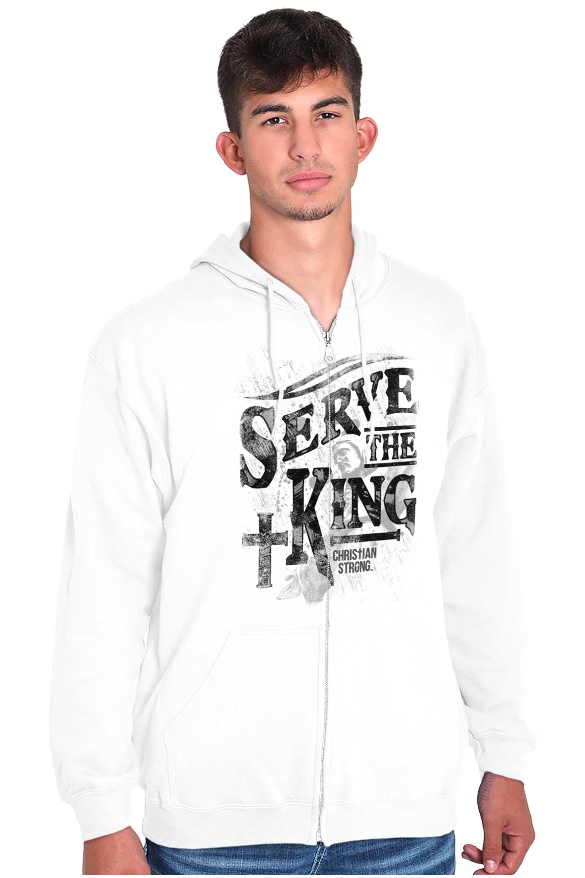Serve The King Jesus Christ Religion Unisex Plus Size Zip Hoodie Brisco ...