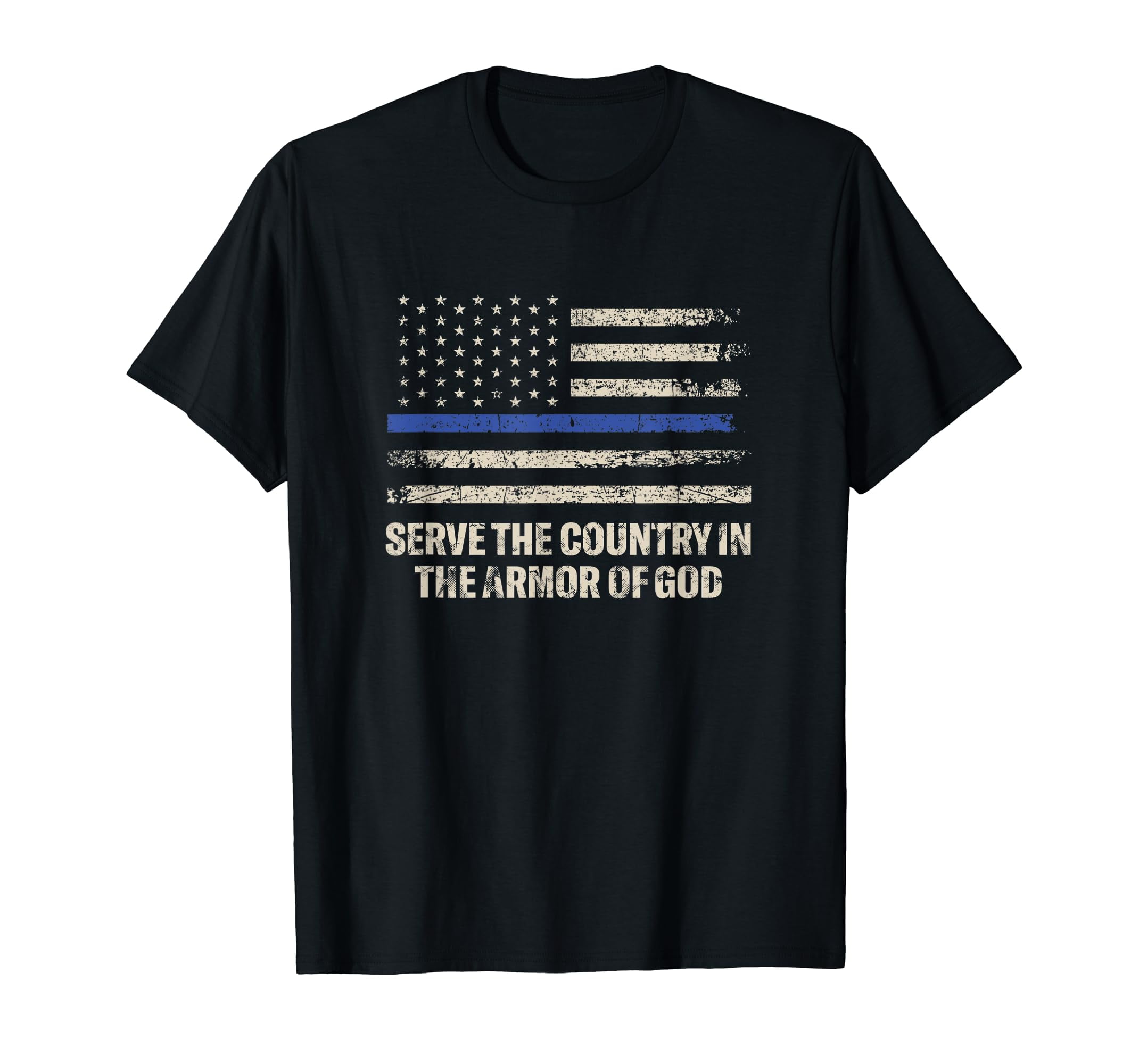 Serve in the Armor of God Thin Blue Line Police Officer Women's Tee ...