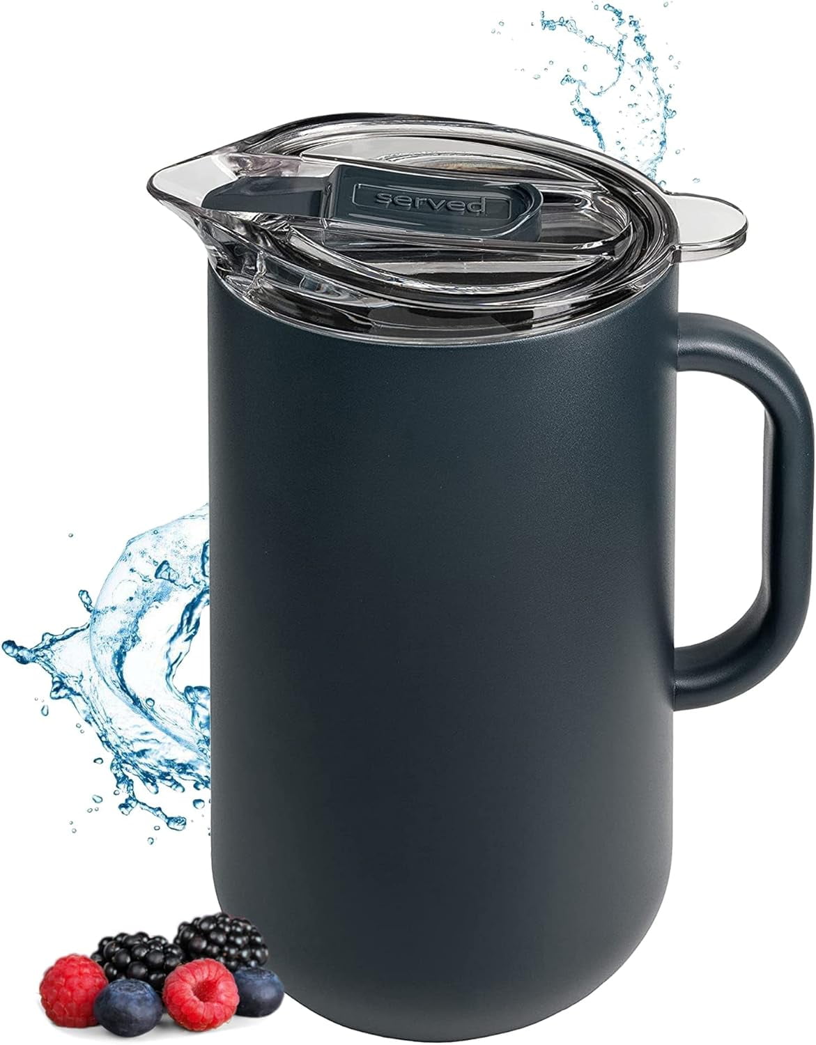 Served Vacuum Insulated Stainless Steel Pitcher with Lid (2L). Keep ...