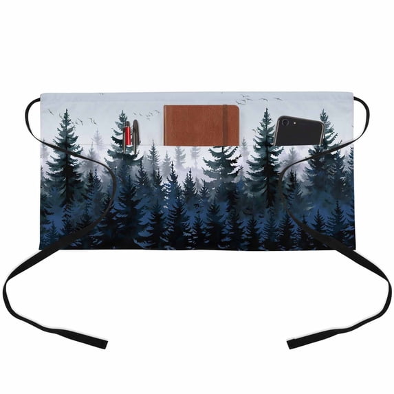 Server Apron with 3 Pockets Blue Forest Waitress Waiter Short Waist ...