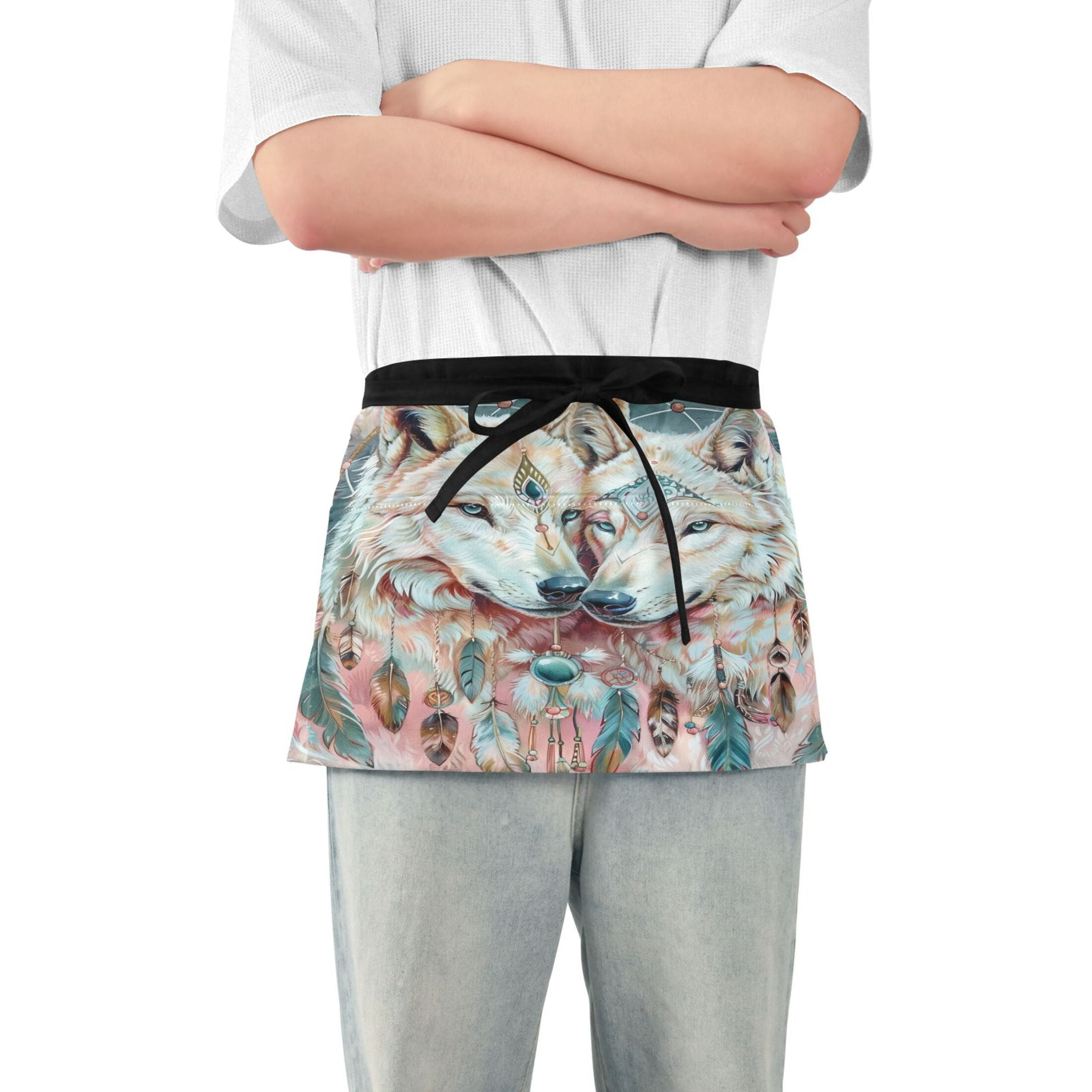 Server Apron with 3 Pockets Waterproof Waitress Waist Short Apron for ...