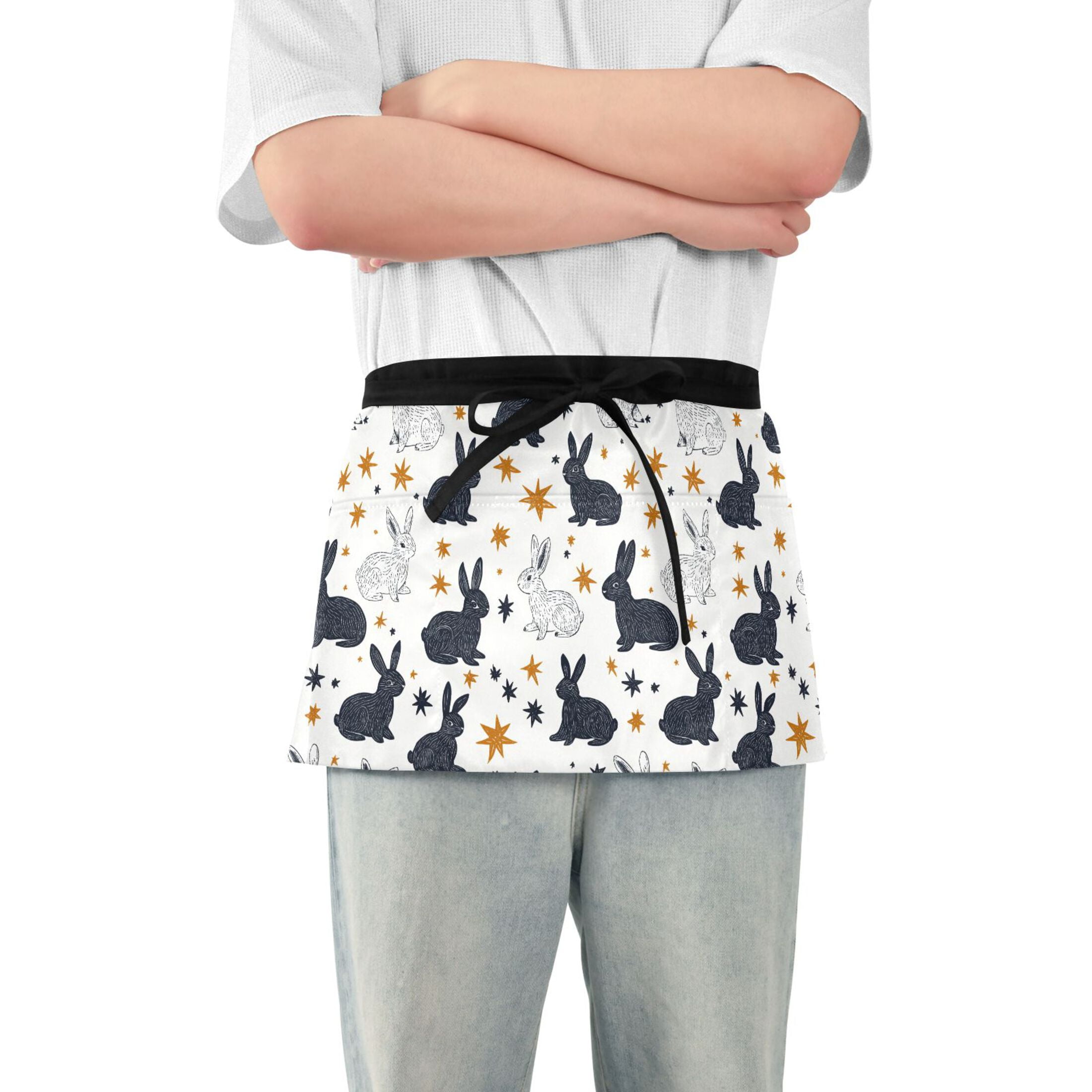 Server Apron with 3 Pockets Waterproof Waitress Waist Short Apron for ...