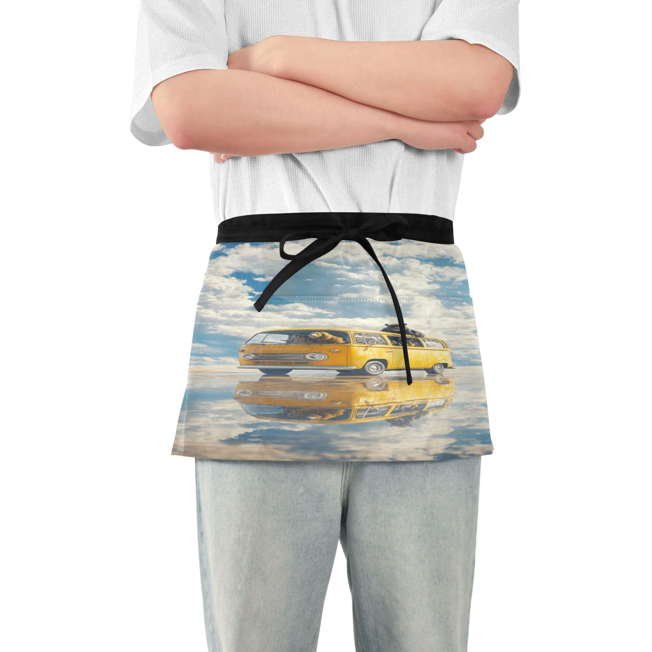 Server Apron with 3 Pockets Waterproof Waitress Waist Short Apron for ...