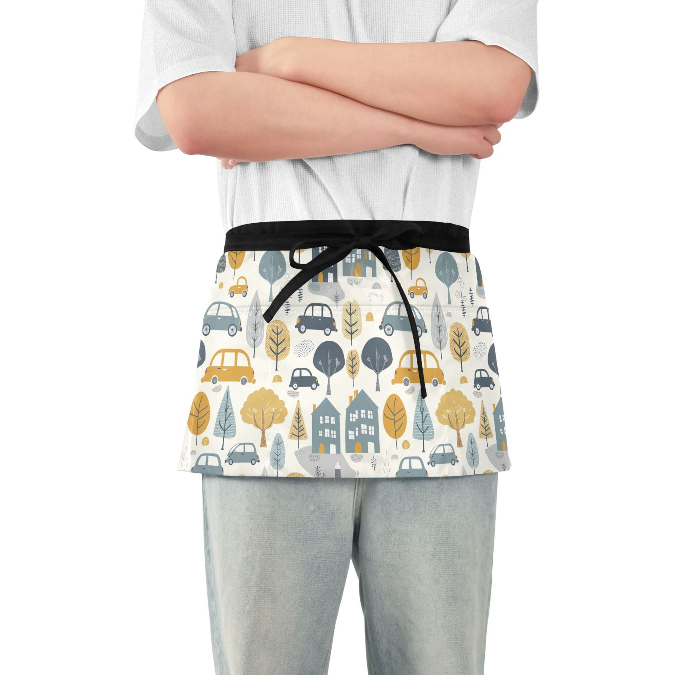 Server Apron with 3 Pockets Waterproof Waitress Waist Short Apron for ...
