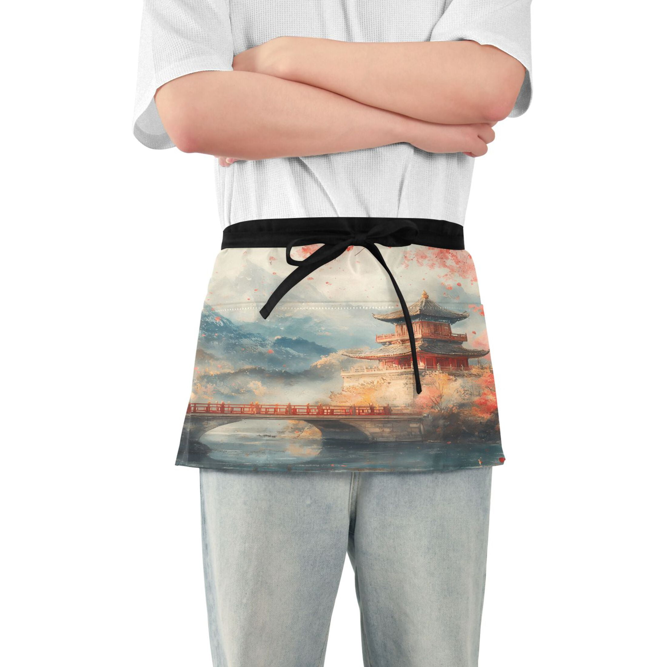 Server Apron with 3 Pockets Waterproof Waitress Waist Short Apron for ...
