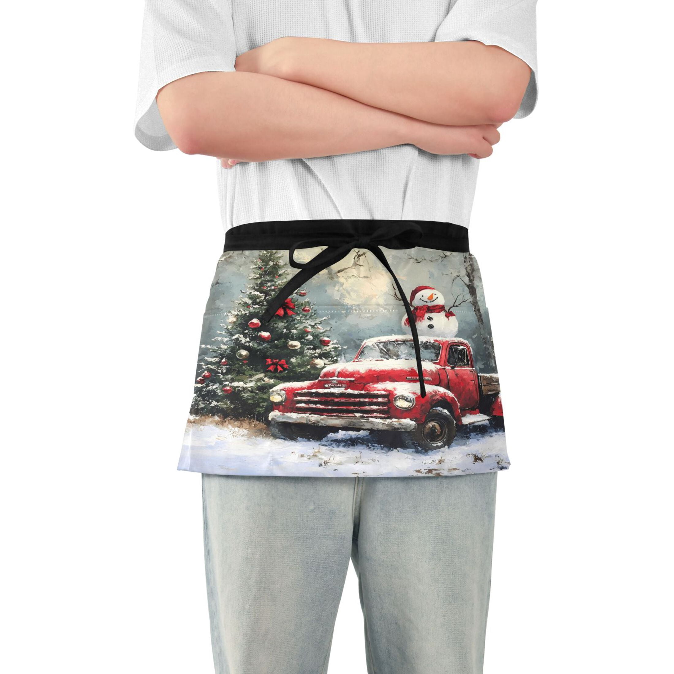 Server Apron with 3 Pockets Waterproof Waitress Waist Short Apron for ...