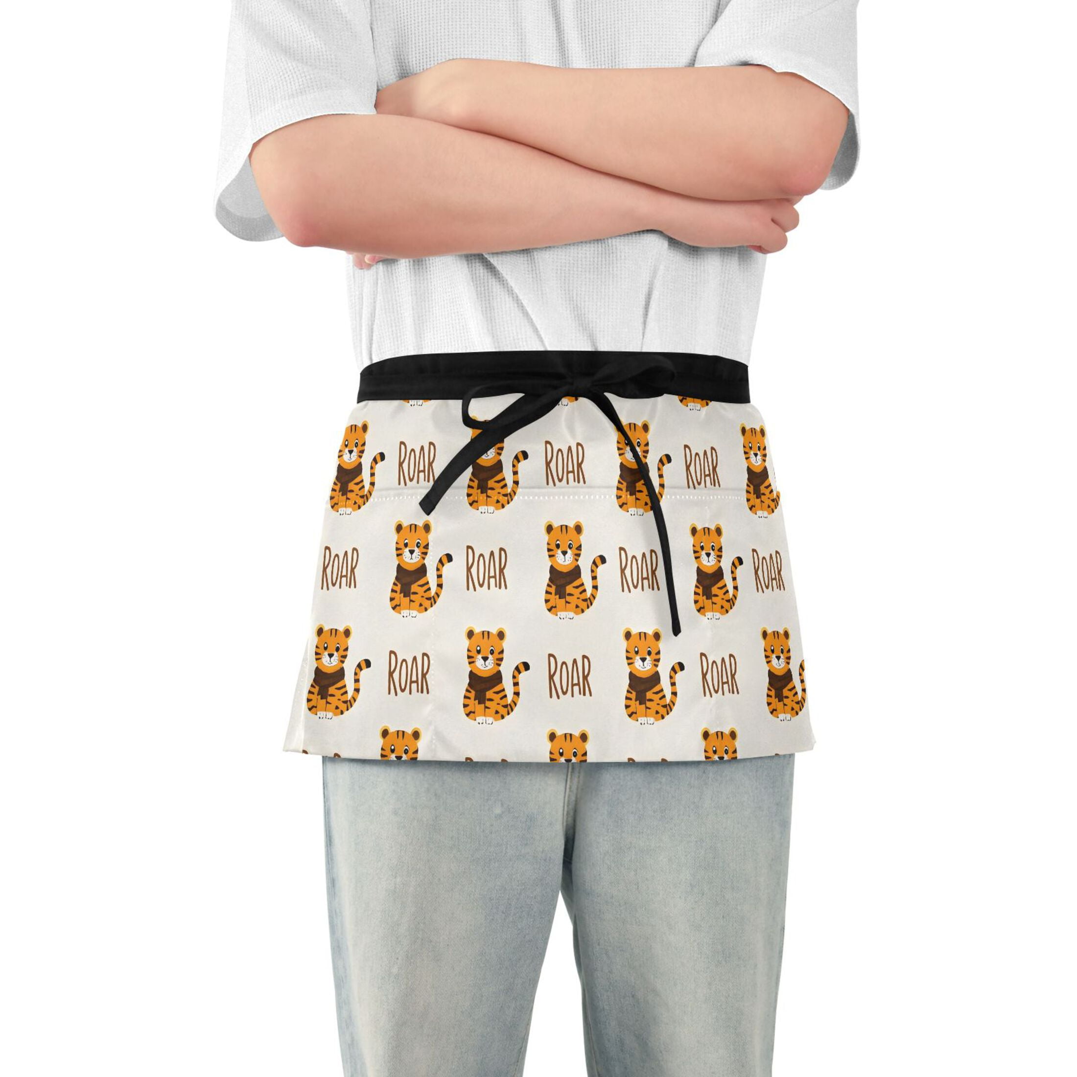 Server Apron with 3 Pockets Waterproof Waitress Waist Short Apron for ...