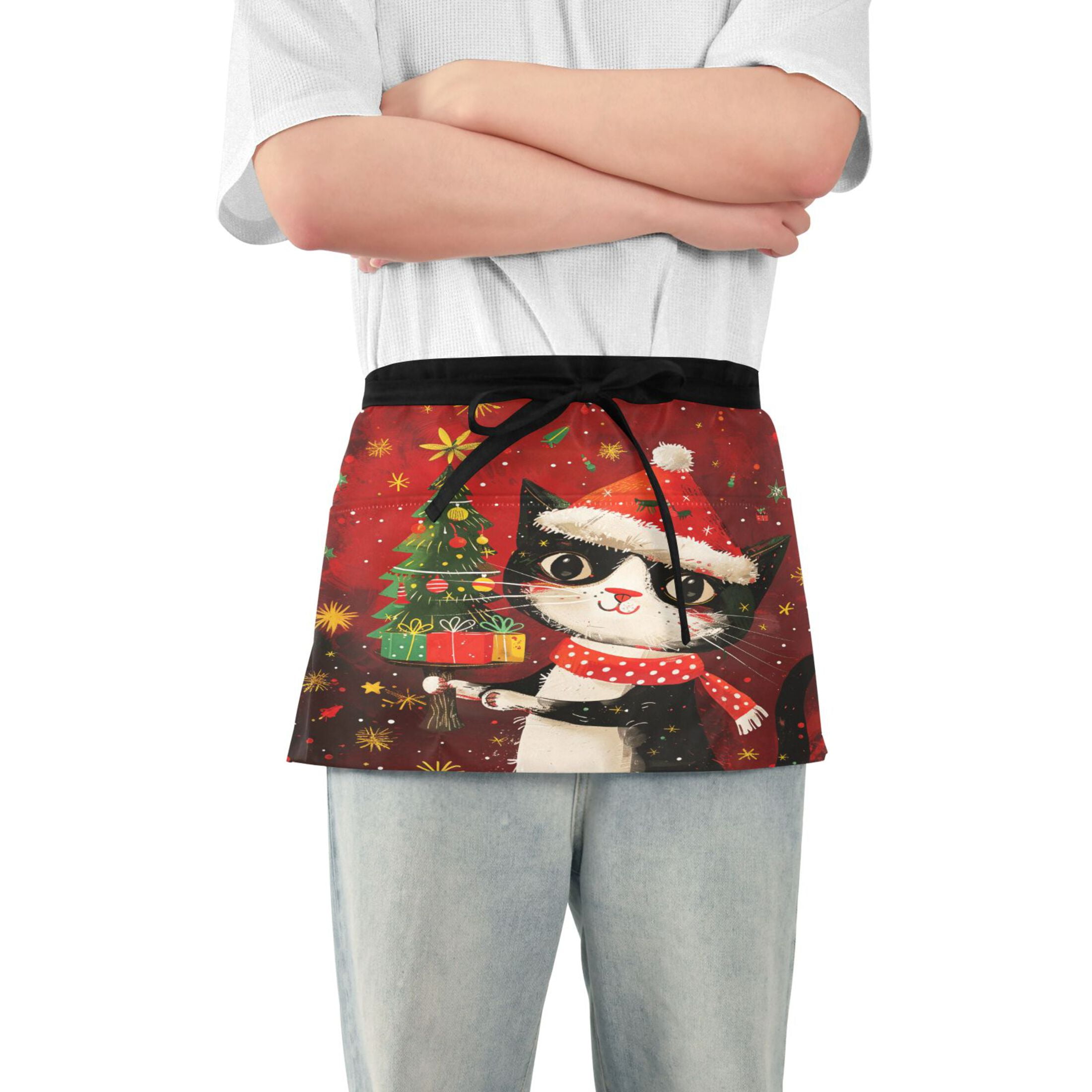 Server Apron with 3 Pockets Waterproof Waitress Waist Short Apron for ...