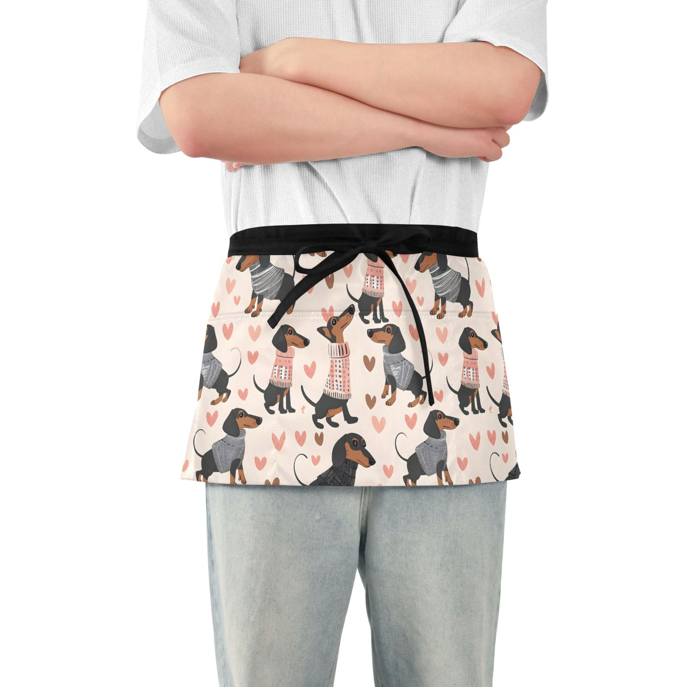 Server Apron with 3 Pockets Waterproof Waitress Waist Short Apron for ...