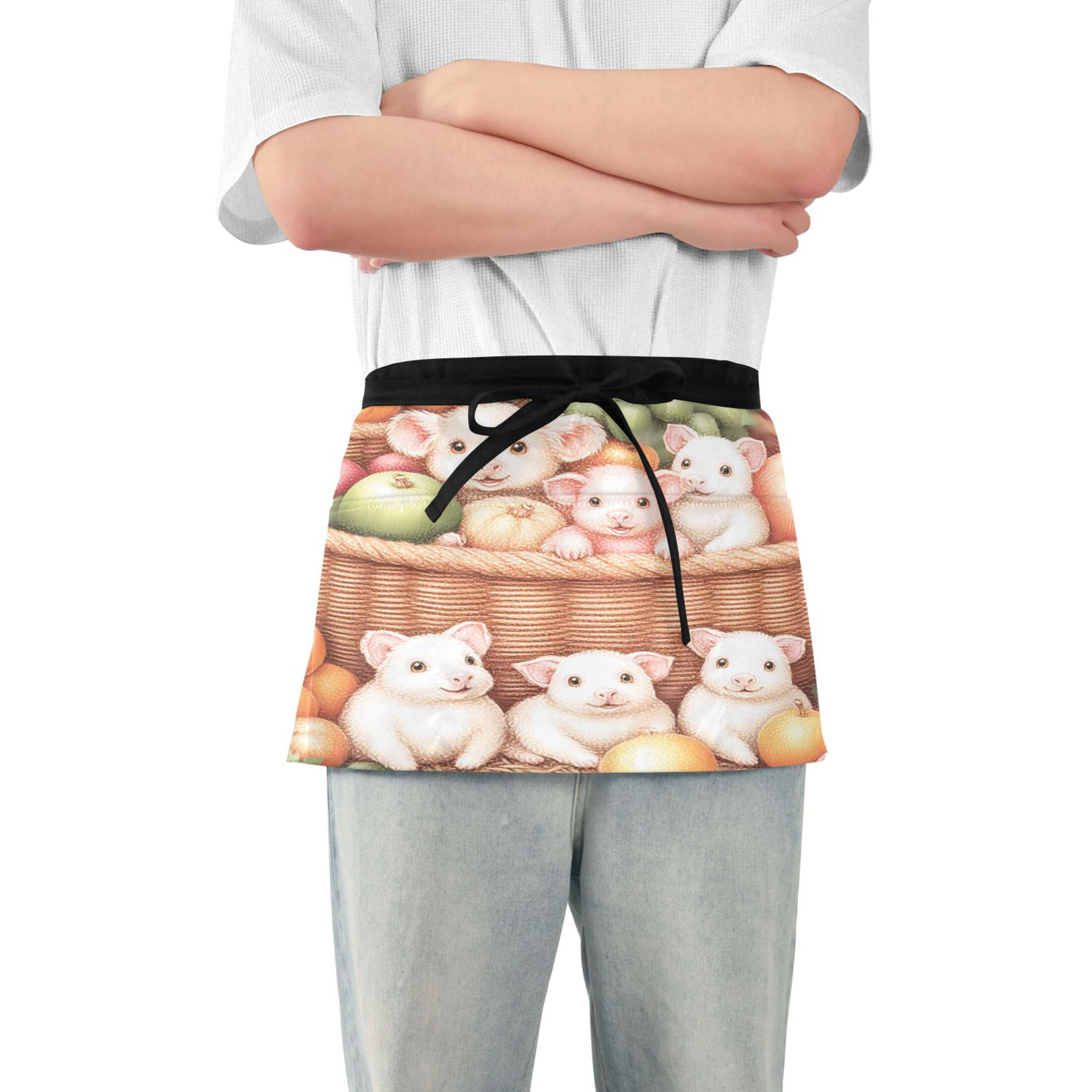 Server Apron with 3 Pockets Waterproof Waitress Waist Short Apron for ...