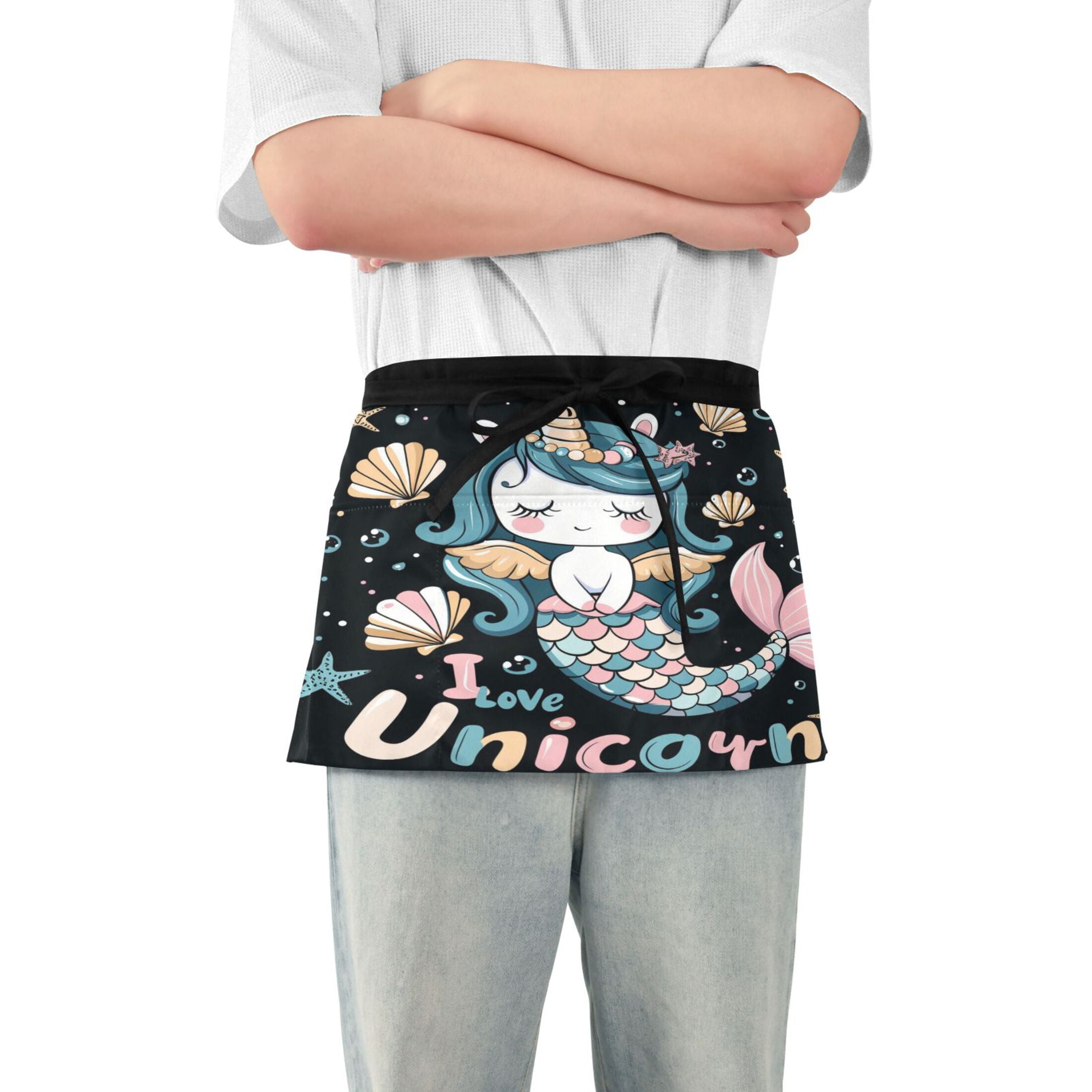 Server Apron with 3 Pockets Waterproof Waitress Waist Short Apron for ...