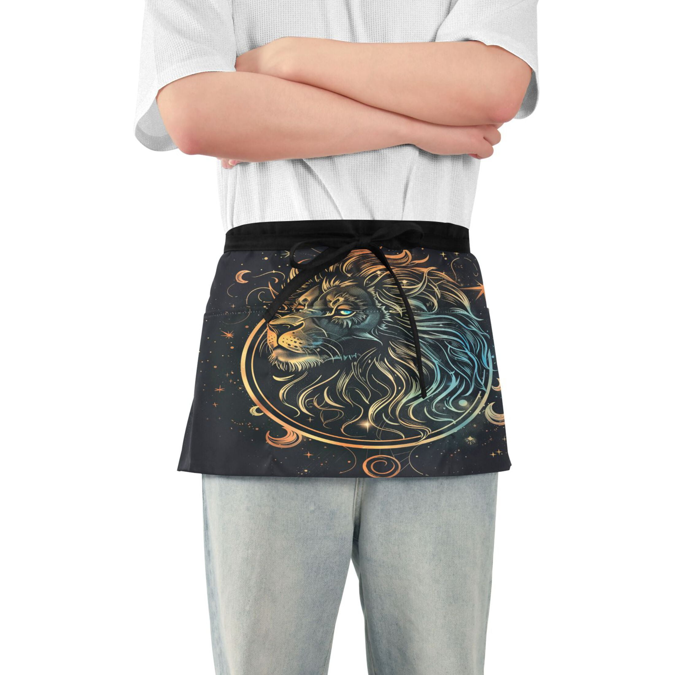 Server Apron with 3 Pockets Waterproof Waitress Waist Short Apron for ...