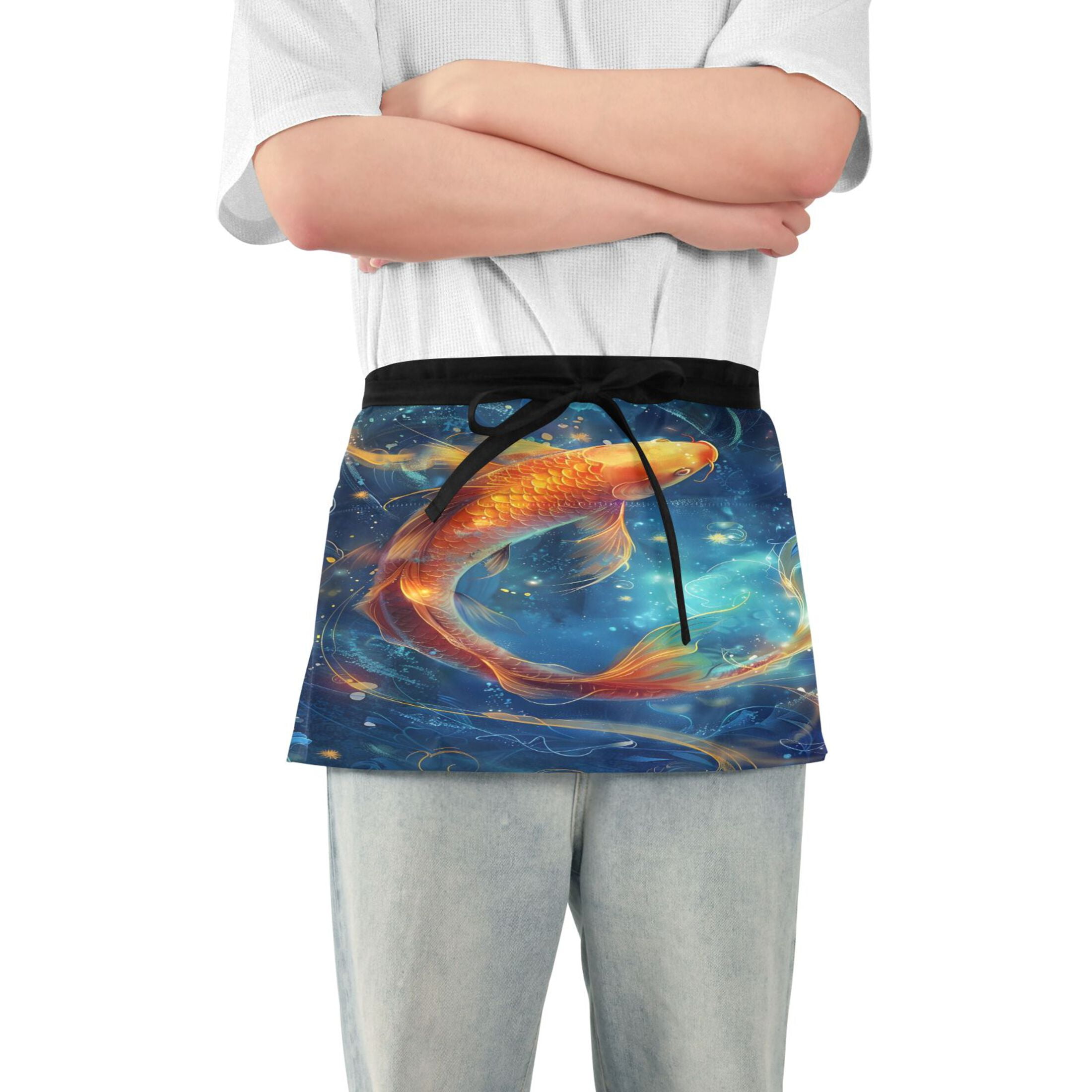 Server Apron with 3 Pockets Waterproof Waitress Waist Short Apron for ...